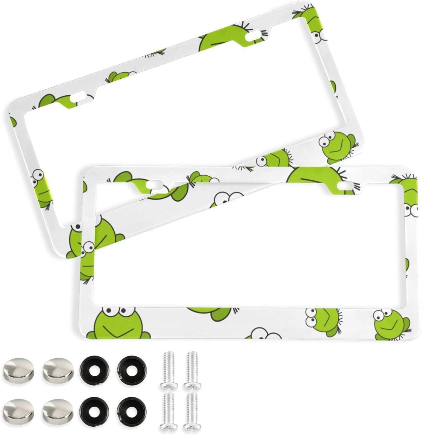 Coolnut Frog License Plate Frames 2 Pack, Waterproof Aluminum Alloy Car ...