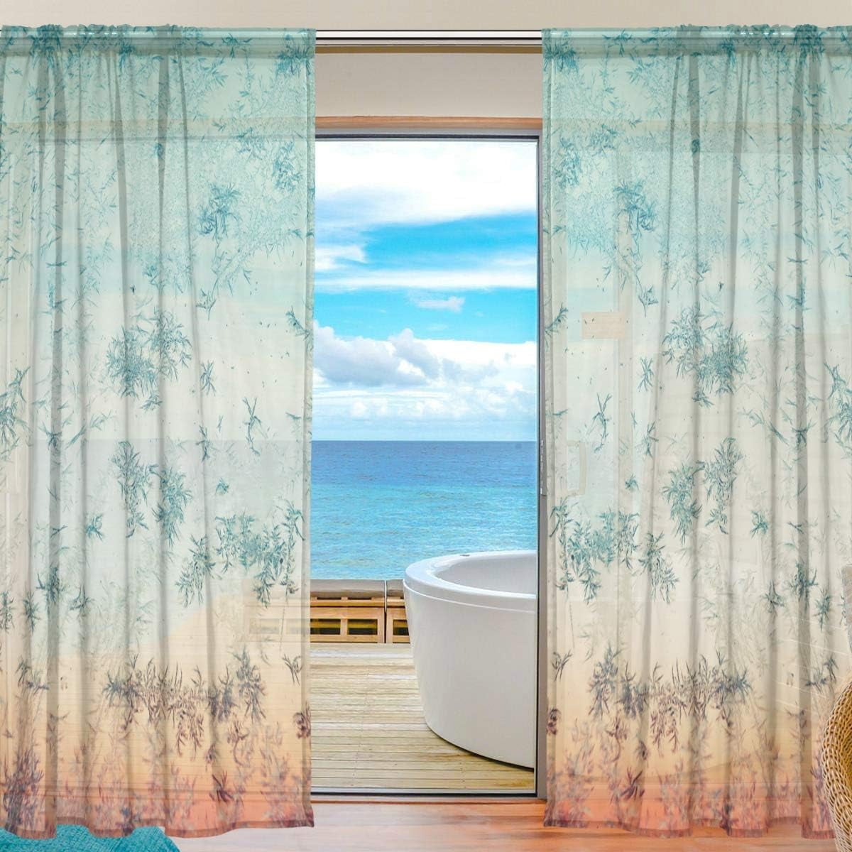 Coolnut Frozen Ice Sunset Semi Sheer Curtains Window Voile Drapes ...