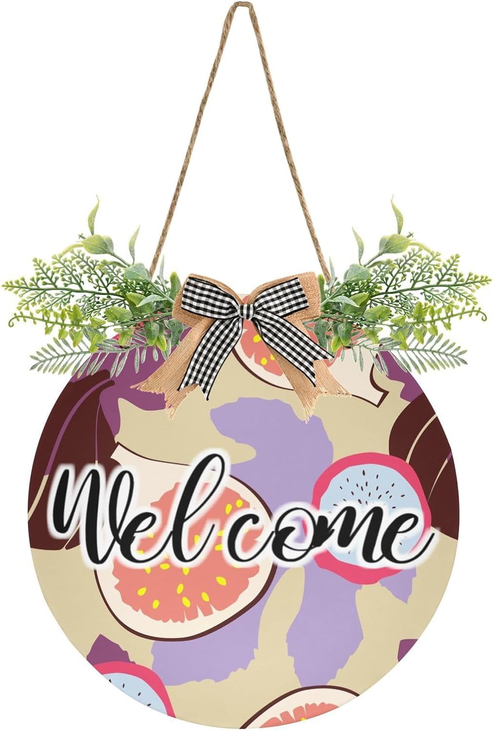 Coolnut Fruit and Leaves Front Door Round, Hanging Welcome Sign, Front ...