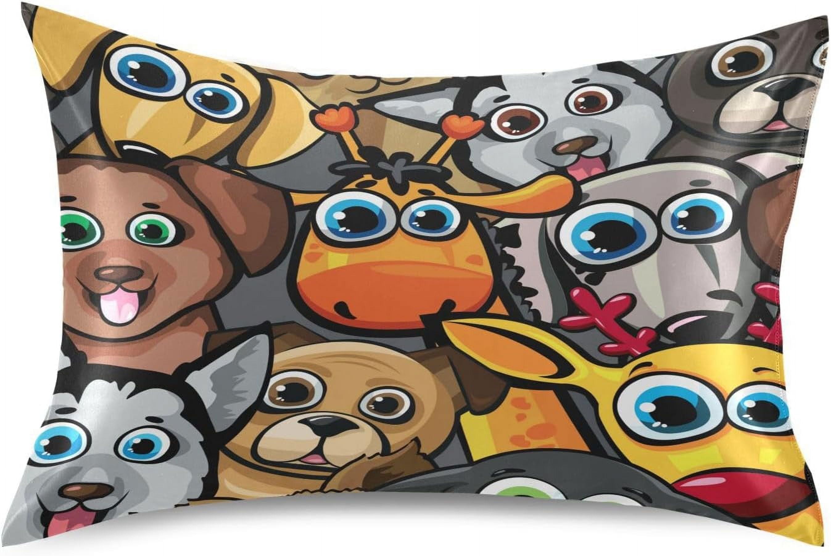 Coolnut Funny Cartoon Dogs Satin Pillowcase for Hair and Skin Silk ...