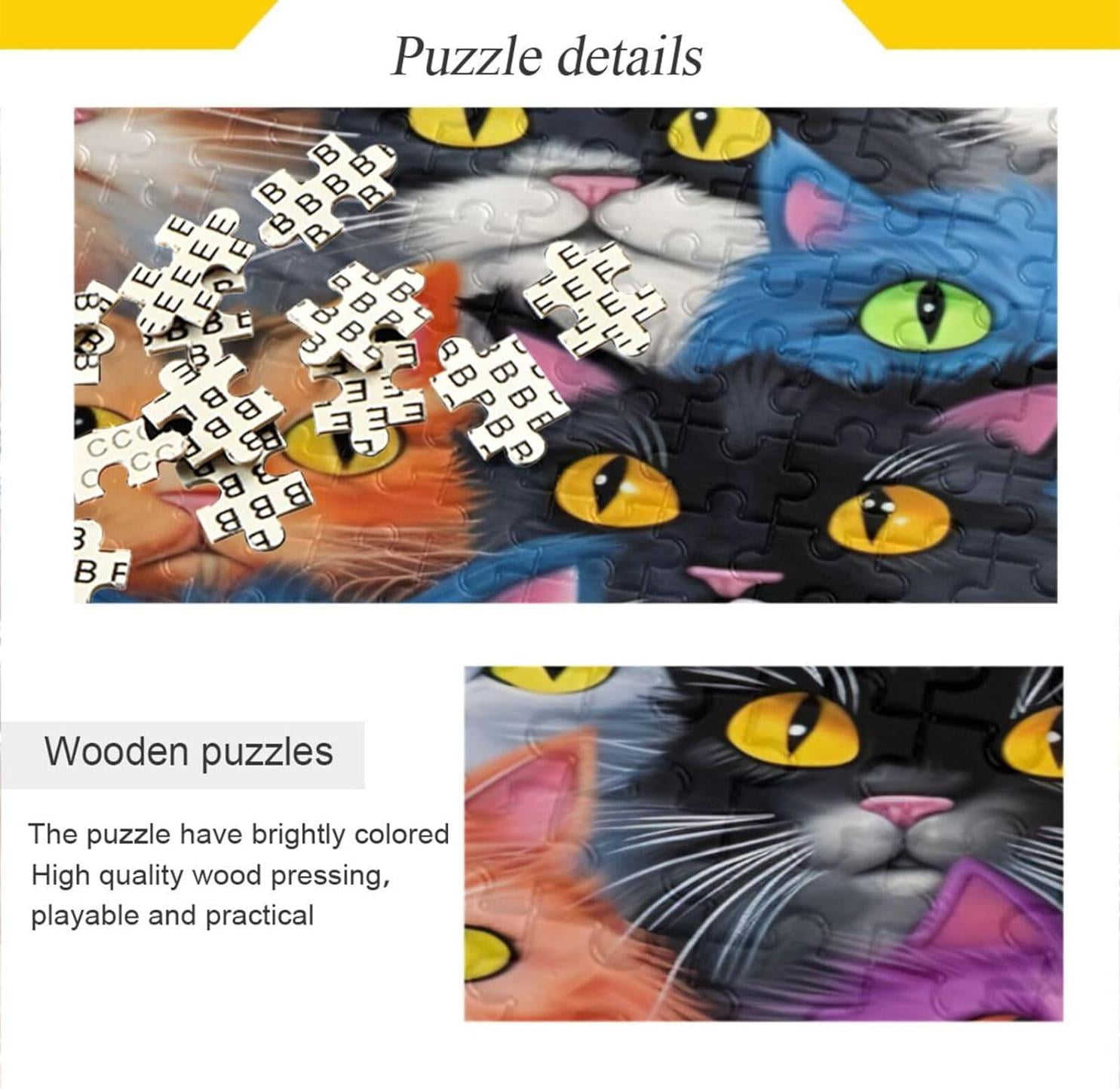 Coolnut Funny Cats Puzzles for Adults and Kids 500 Pieces, Wooden ...