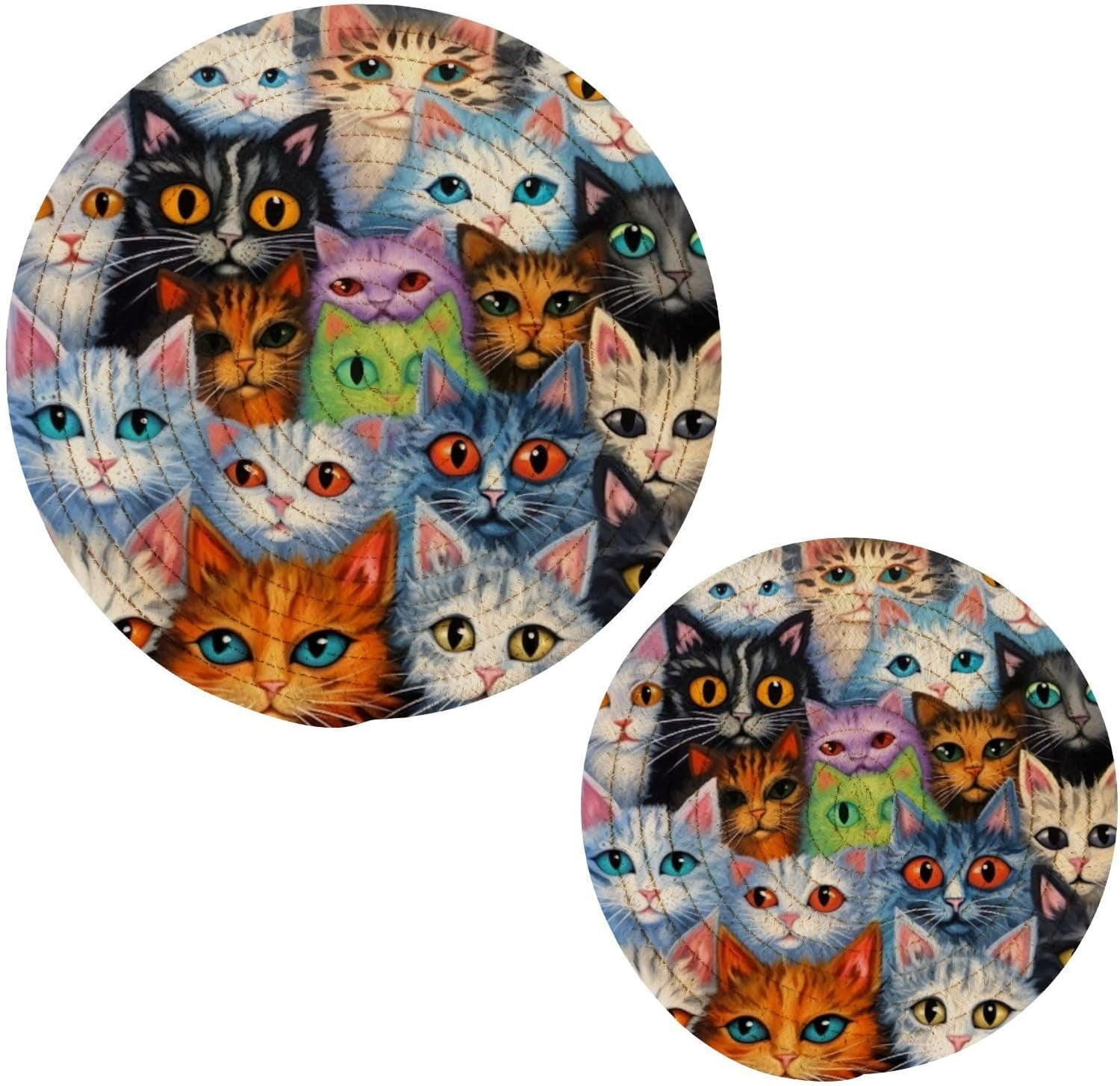 Coolnut Funny Colorful Cats Trivets Pot Holders Set of 2 Potholders for ...