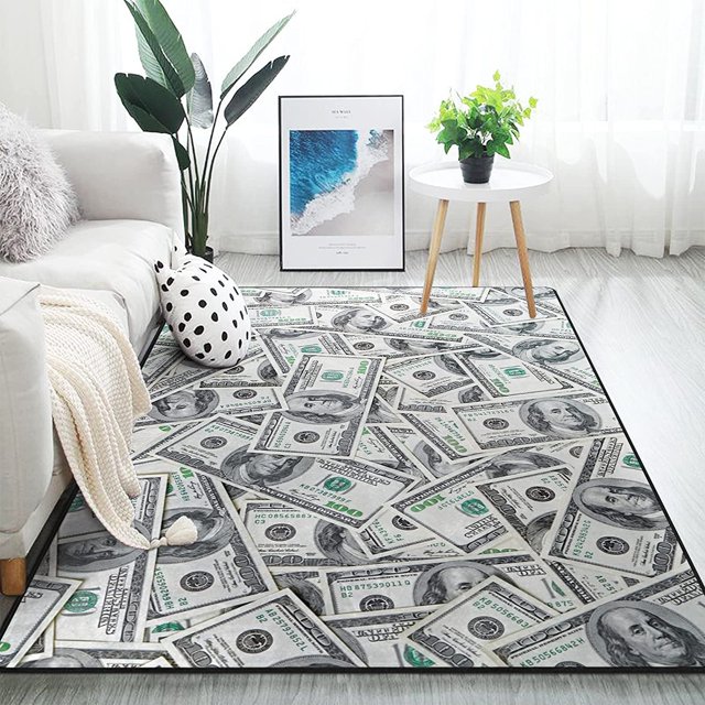 Coolnut Funny Dollar Money Area Rug Rugs for Living Room Bedroom ...