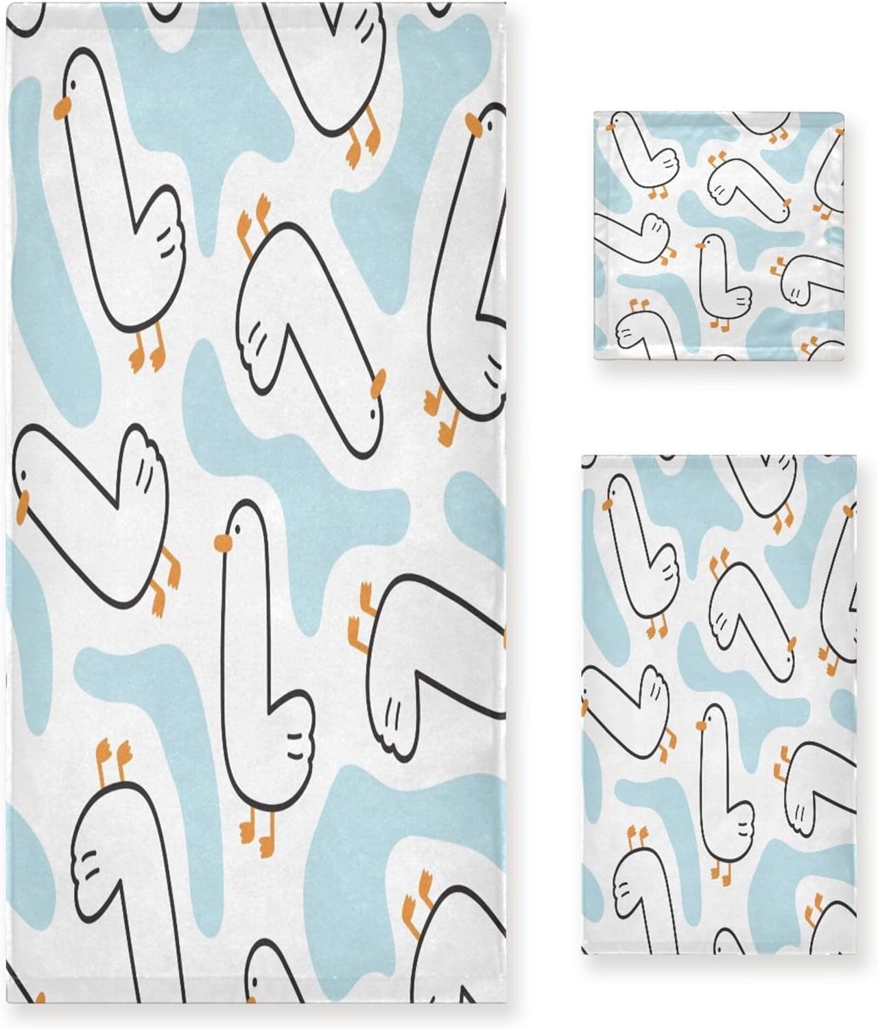 Coolnut Funny Duck Bathroom Towel Set Absorbent Soft 3-Piece Bath Towel ...