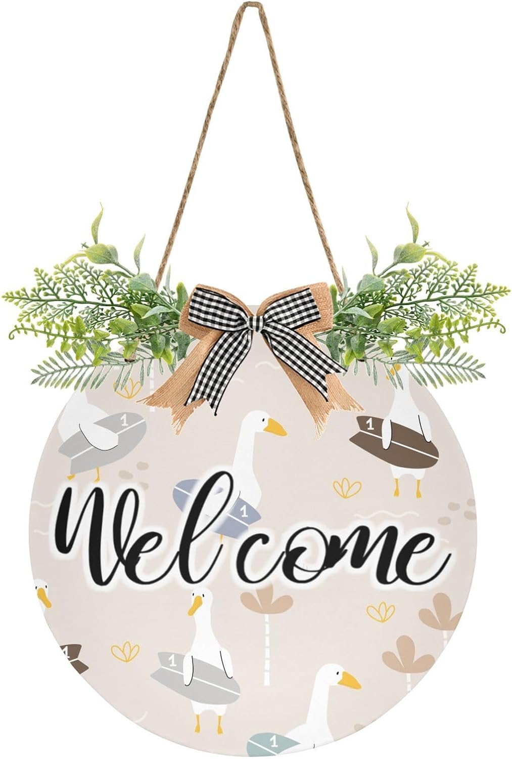 Coolnut Funny Goose Surfer Front Door Round, Hanging Welcome Sign ...