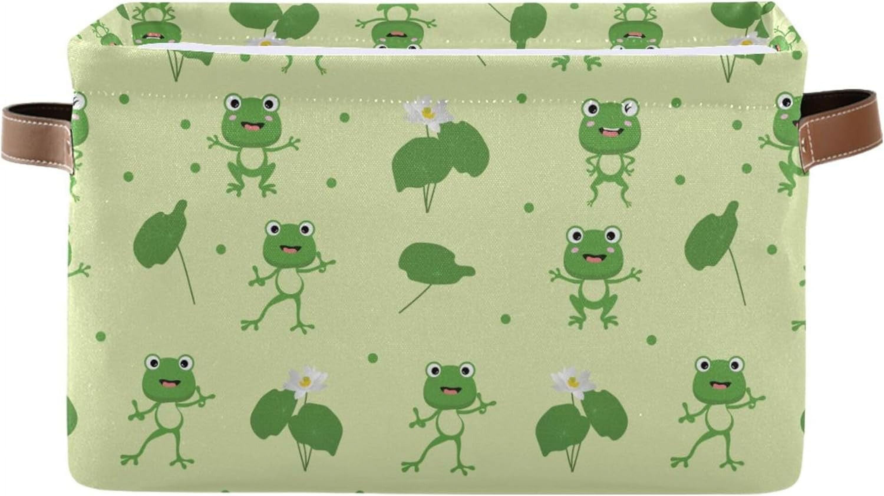 Coolnut Funny Green Frogs Storage Basket Foldable Storage Bin, Canvas ...