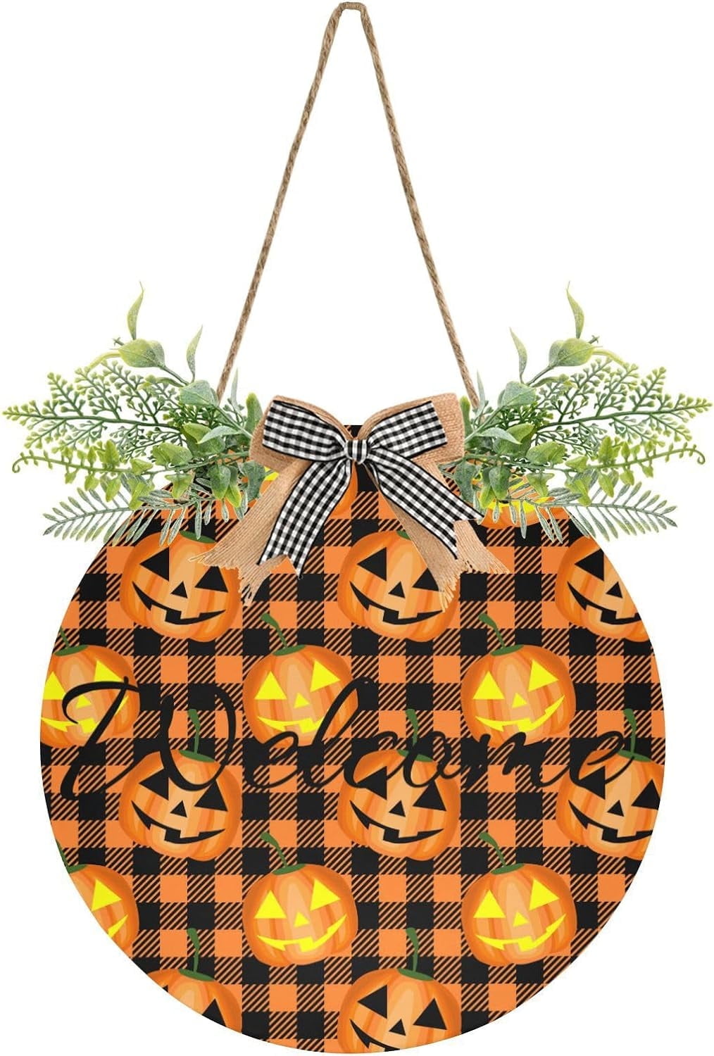 Coolnut Funny Halloween Pumpkin Welcome Sign Front Door Round Wall Door ...