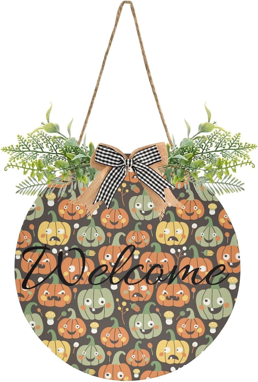 Coolnut Funny Halloween Pumpkins Welcome Sign Front Door Round Wall ...