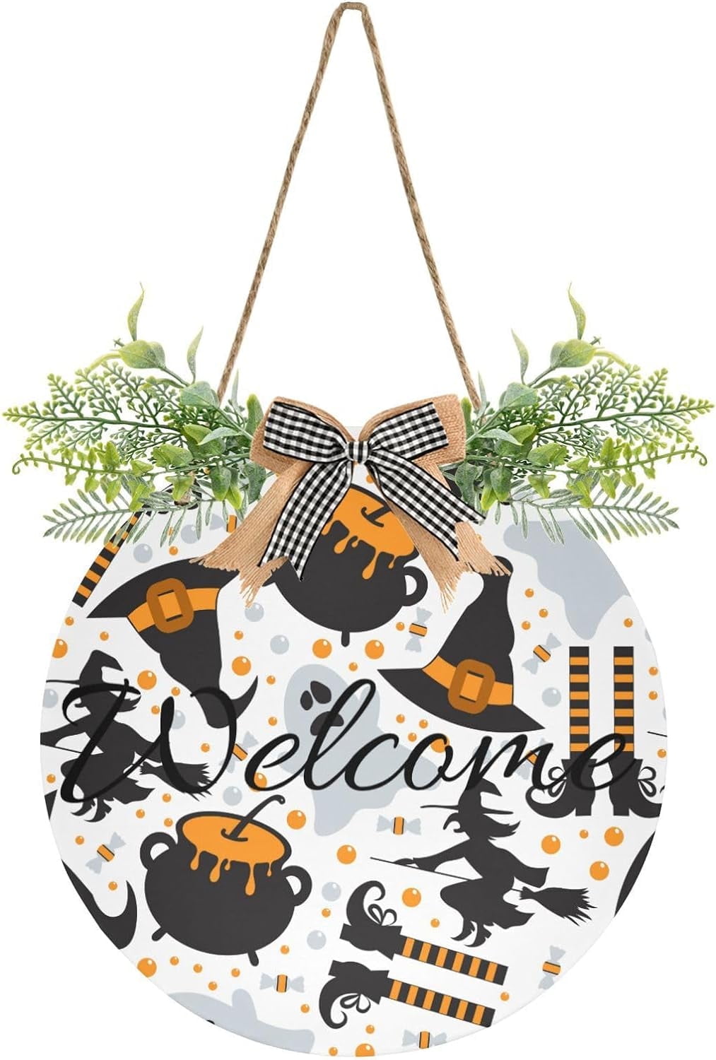 Coolnut Funny Halloween Witch Welcome Sign Front Door Round Wall Door ...