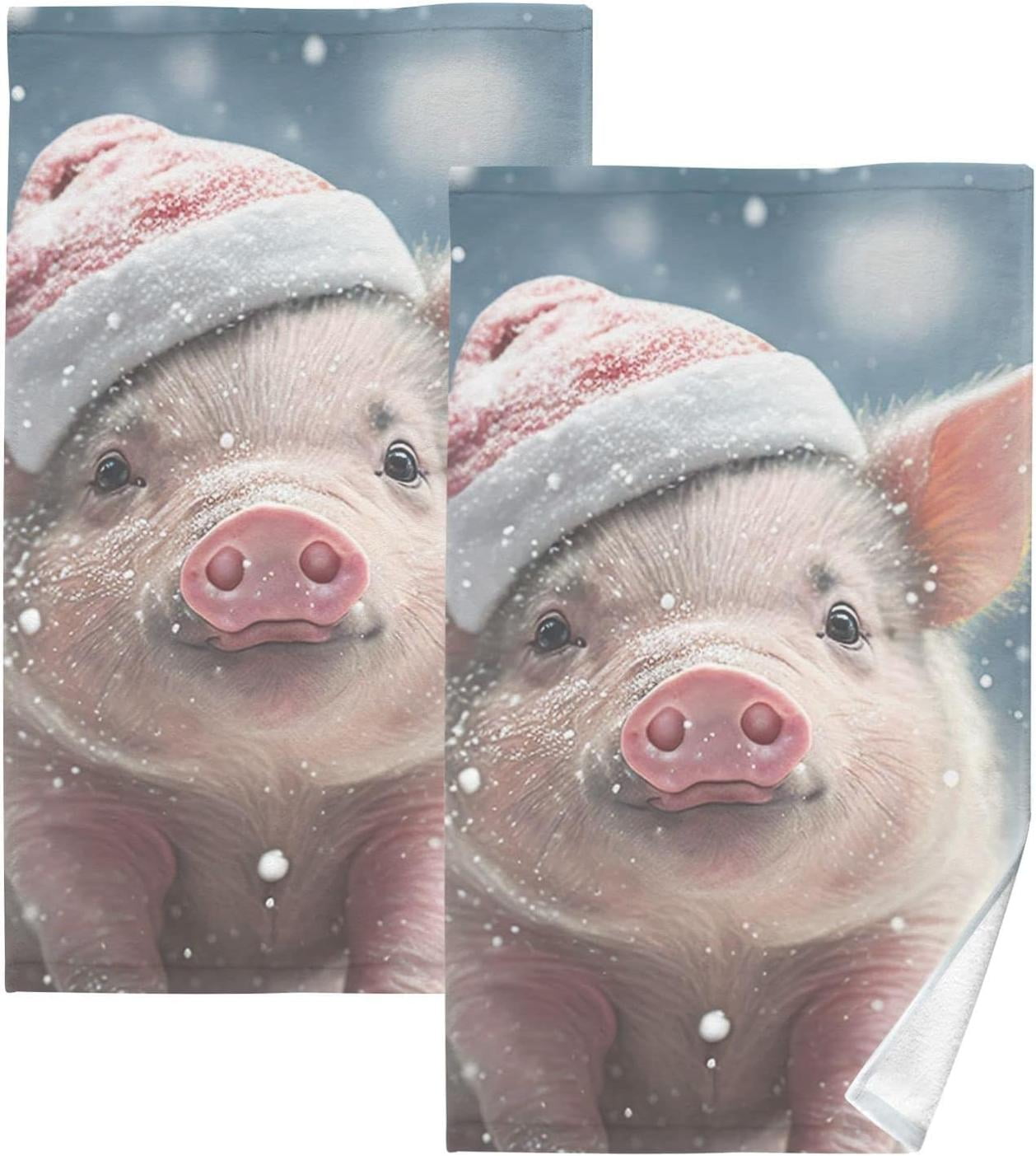 Coolnut Funny Pig Snow Hand Towels 2 Pieces, Cotton Bath Towel for ...