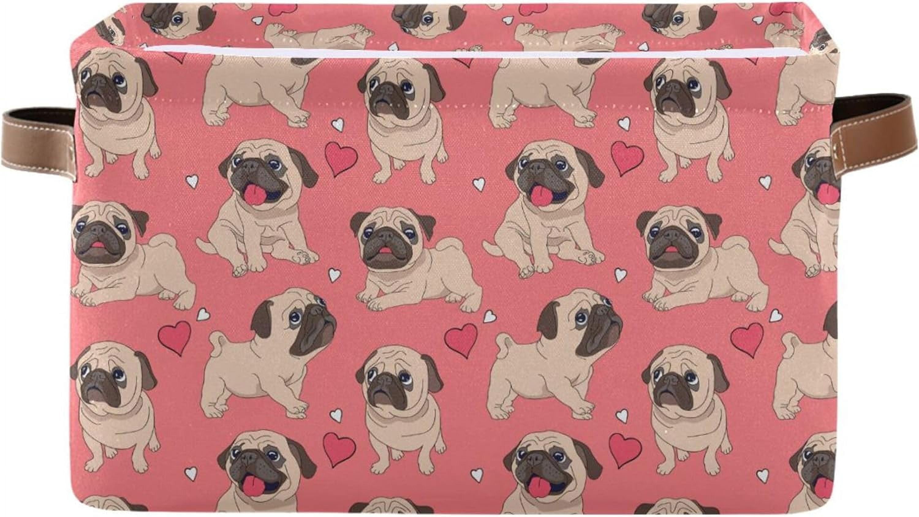 Coolnut Funny Pug Pink Storage Basket Foldable Storage Bin 2 Pack ...