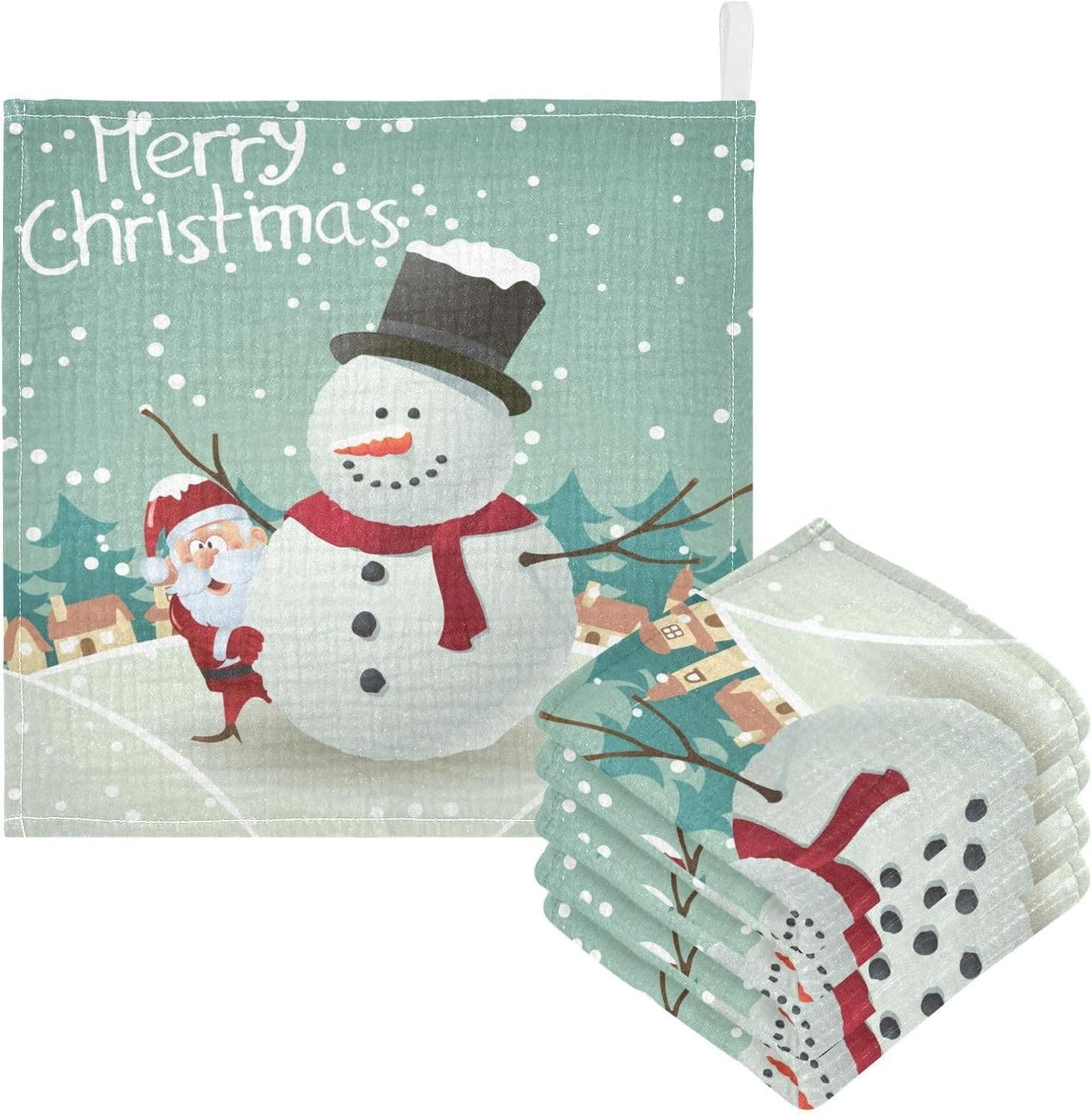 Coolnut Funny Santa Snowman Tree Baby Muslin Washcloths Face Towel ...