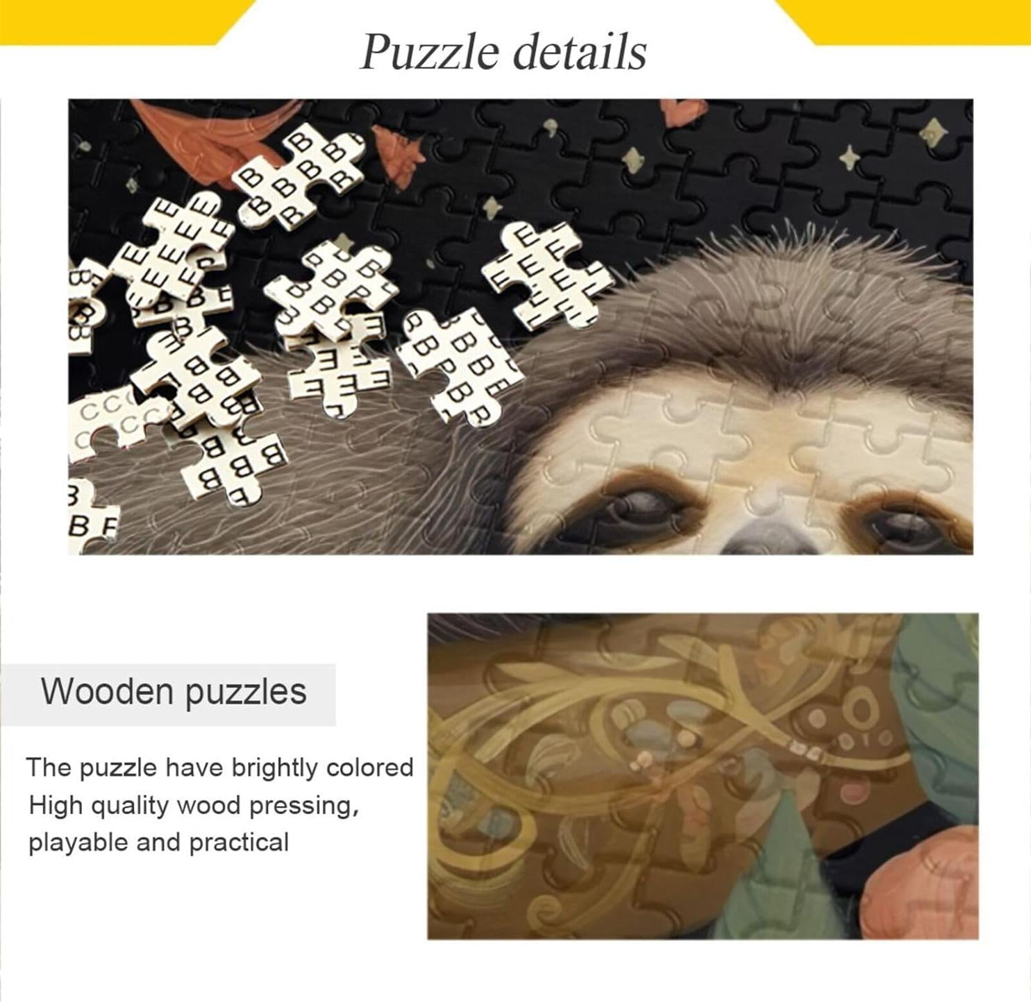 Coolnut Funny Sloth Puzzles for Adults and Kids 1000 Pieces, Wooden ...