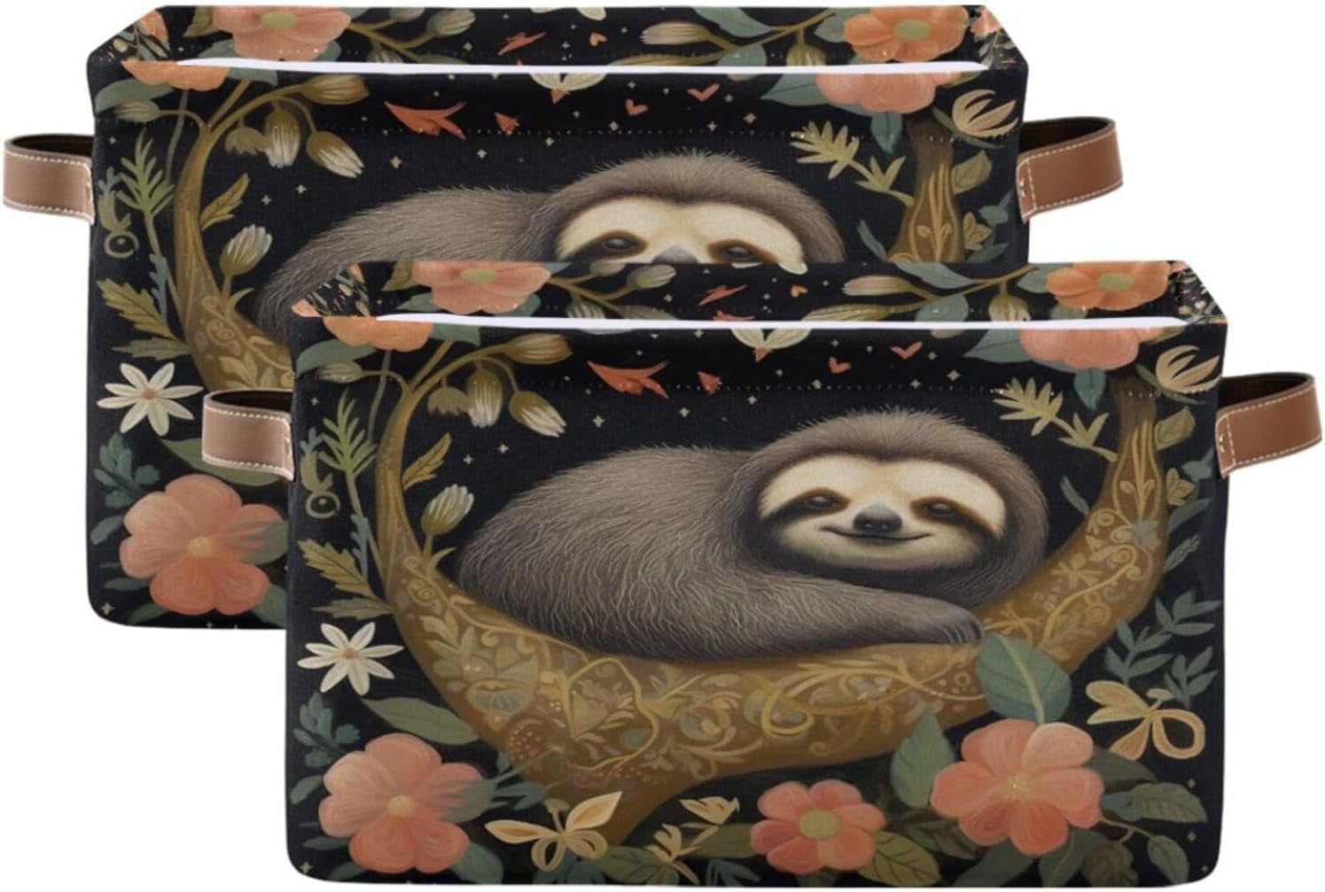 Coolnut Funny Sloths Foldable Storage Basket for Shelves, Collapsible ...