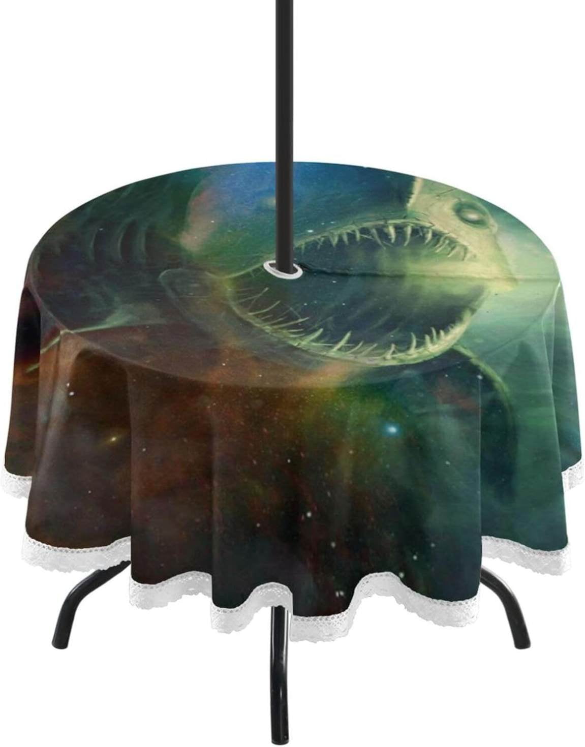 Coolnut Galaxy Fish Shark Round Tablecloth 60" Outdoor Table Covers ...