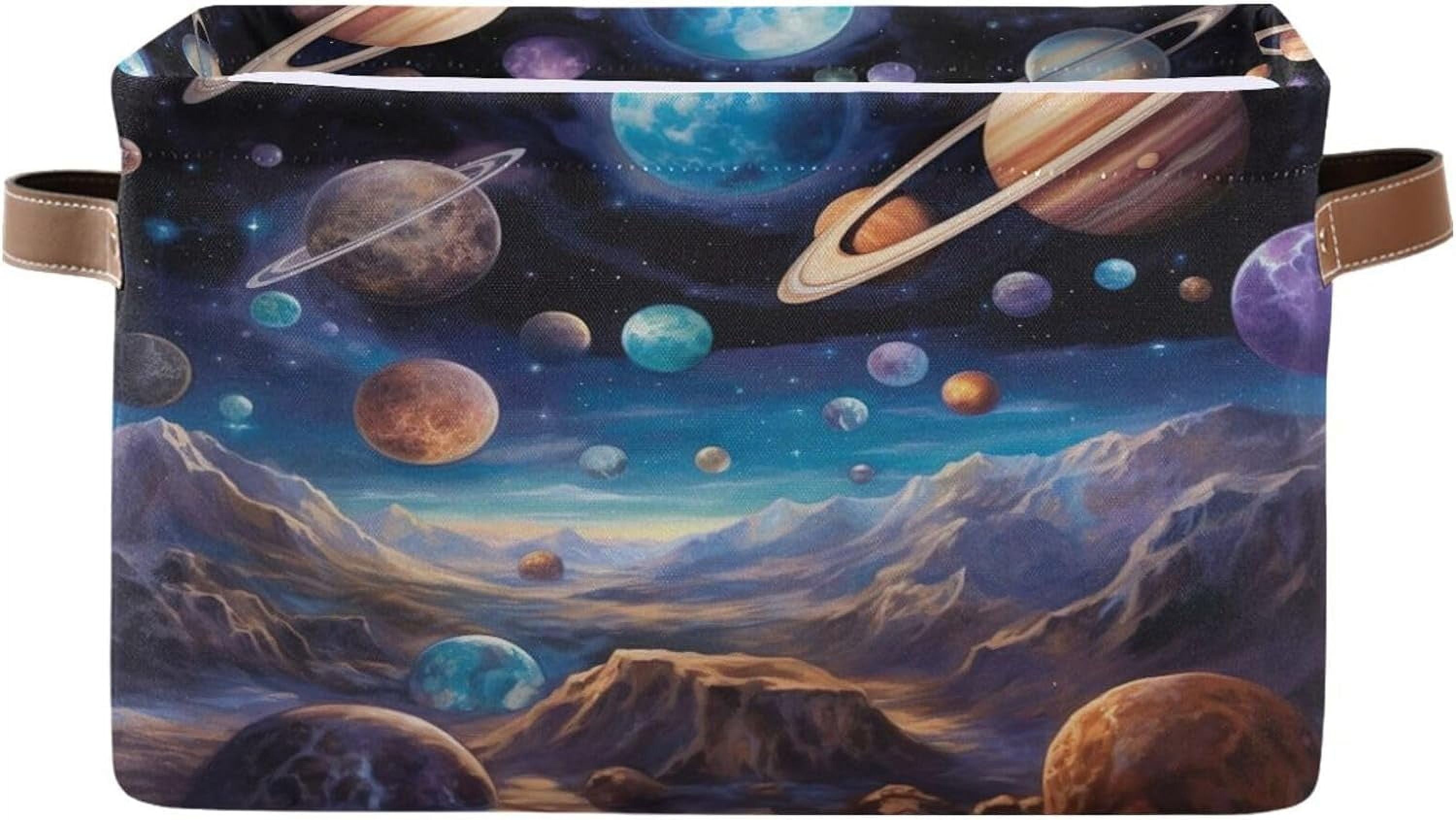 Coolnut Galaxy Planets Foldable Storage Basket for Shelves, Collapsible ...