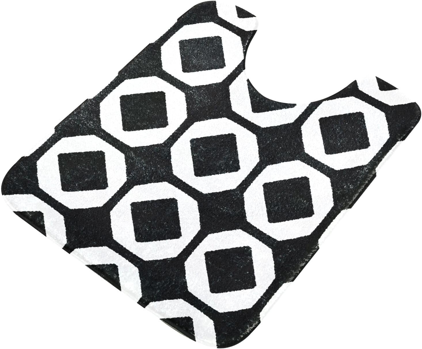 Coolnut Geometric Black U-Shaped Toilet Rug 20" x 24" Contoured Toilet ...