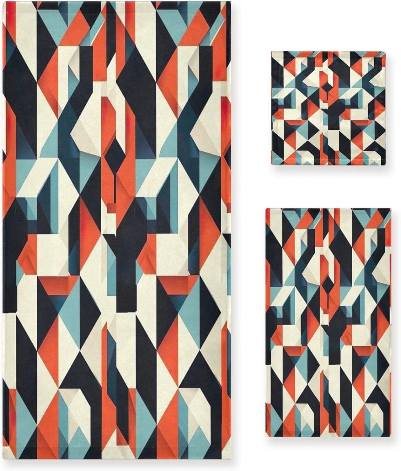 Coolnut Geometric Design Bath Towels Absorbent Bath Towels Set Soft ...