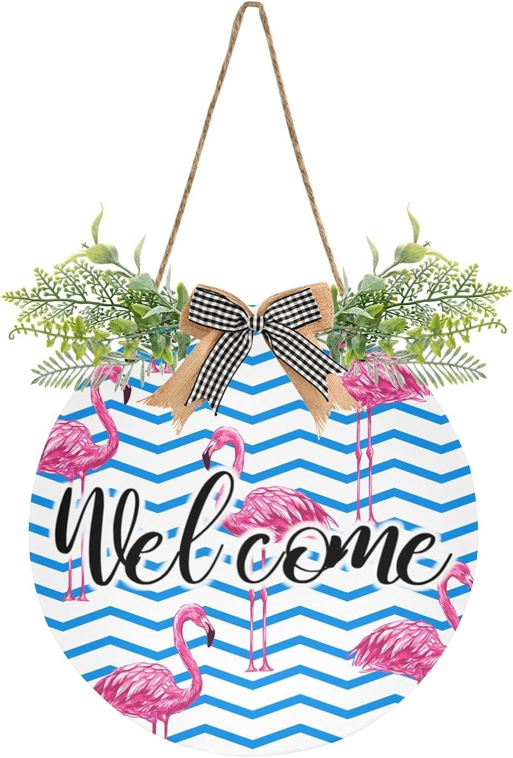 Coolnut Geometry Flaningo Front Door Round, Hanging Welcome Sign, Front ...