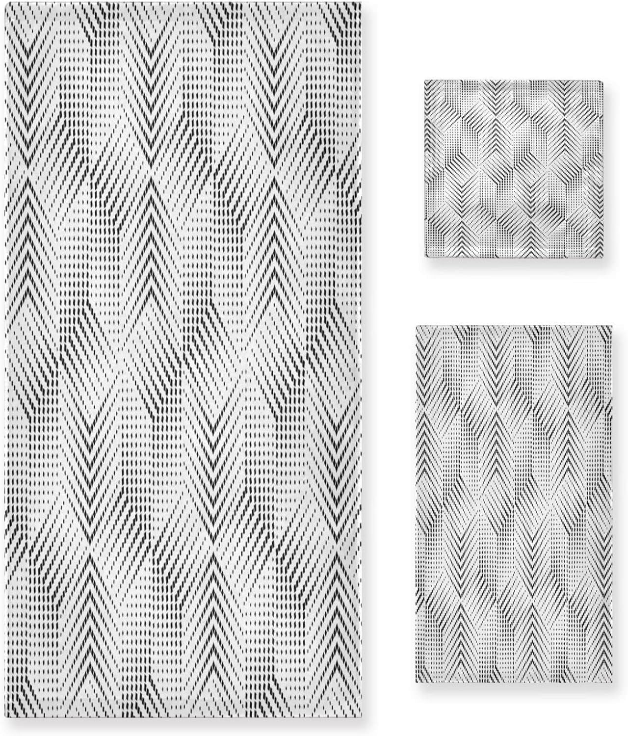 Coolnut Geometry Pattern Towel Set of 3, Ultra Soft and Absorbent Bath ...