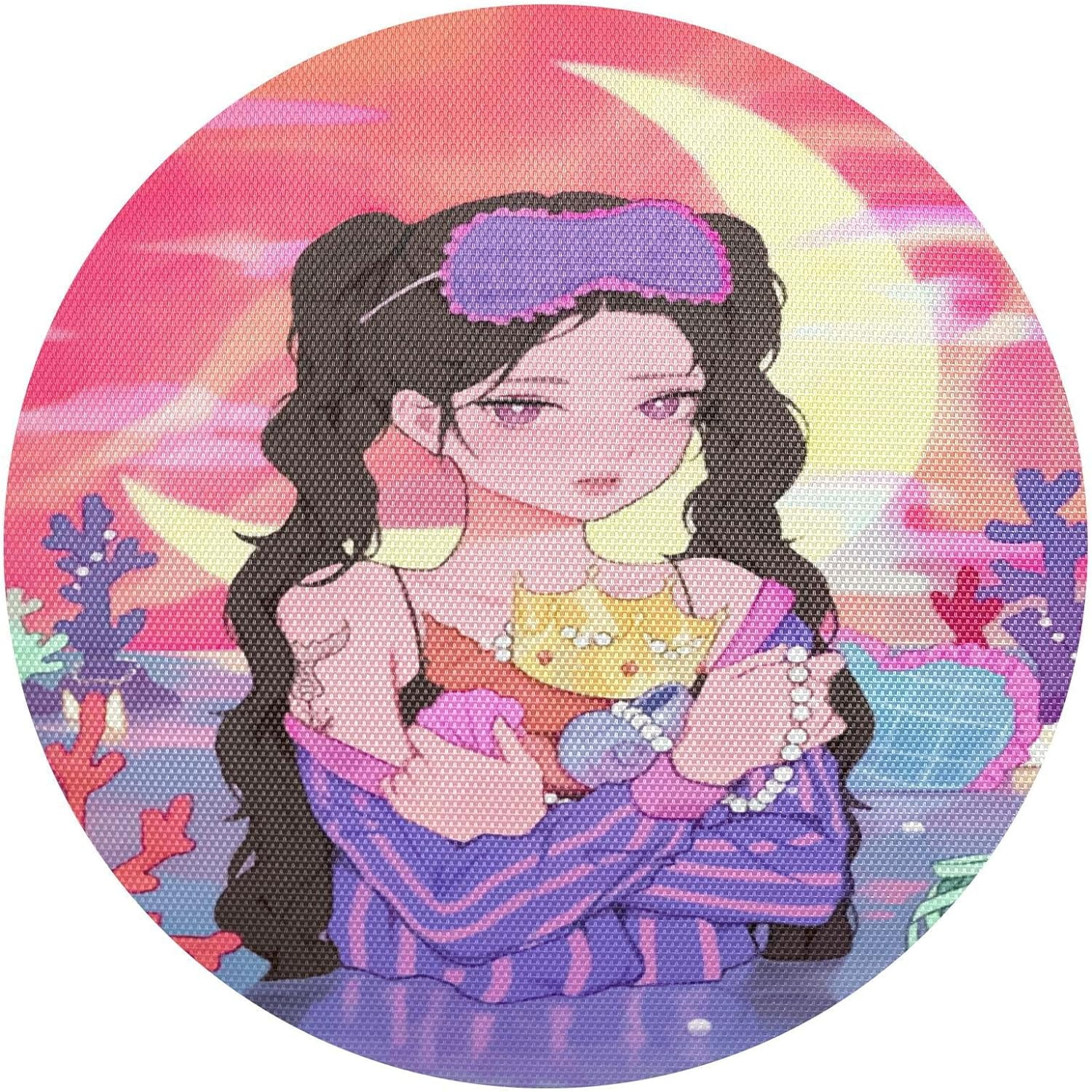 Coolnut Girl Dressed in Pajamas Round Placemat Set of 4, Non-Slip Heat ...