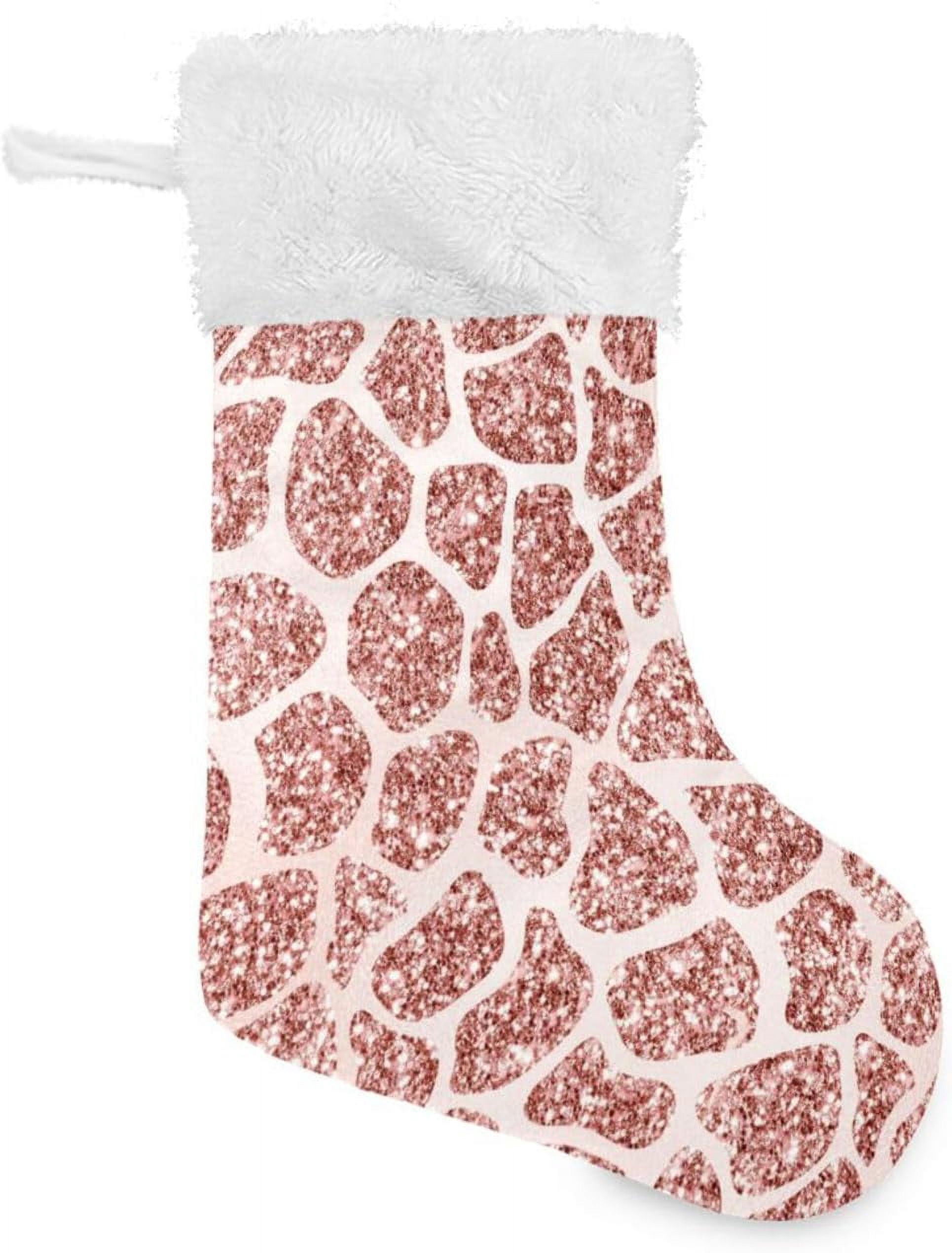 Coolnut Glitter Animal Skin Christmas Stockings Rose Gold Christmas ...