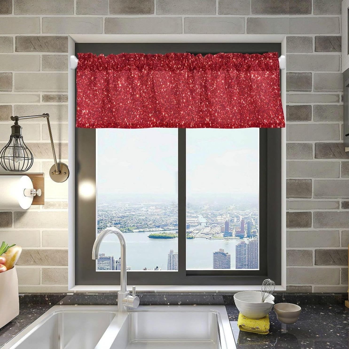 Coolnut Glitter Texture Windows Valance Curtains, Double Layer Short ...