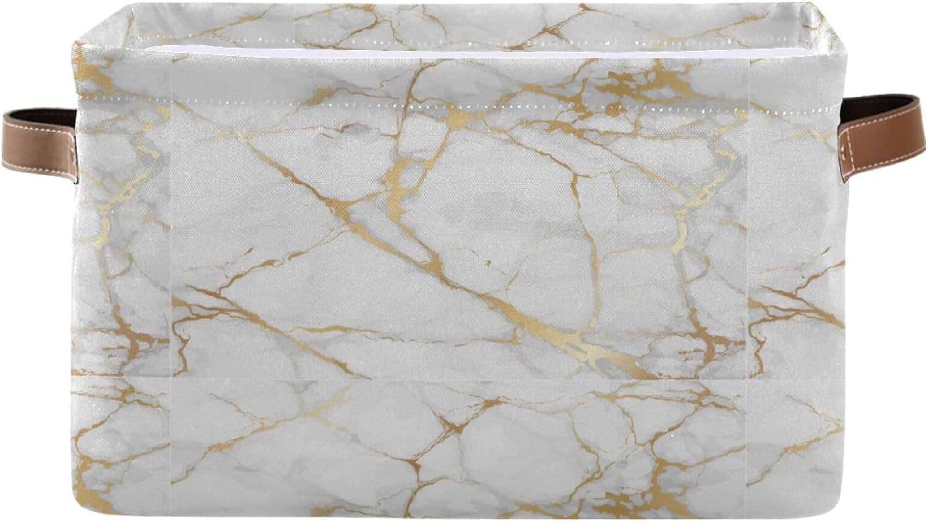 Coolnut Gold Marble Foldable Canvas Storage Bin, Sturdy Fabric Storage ...