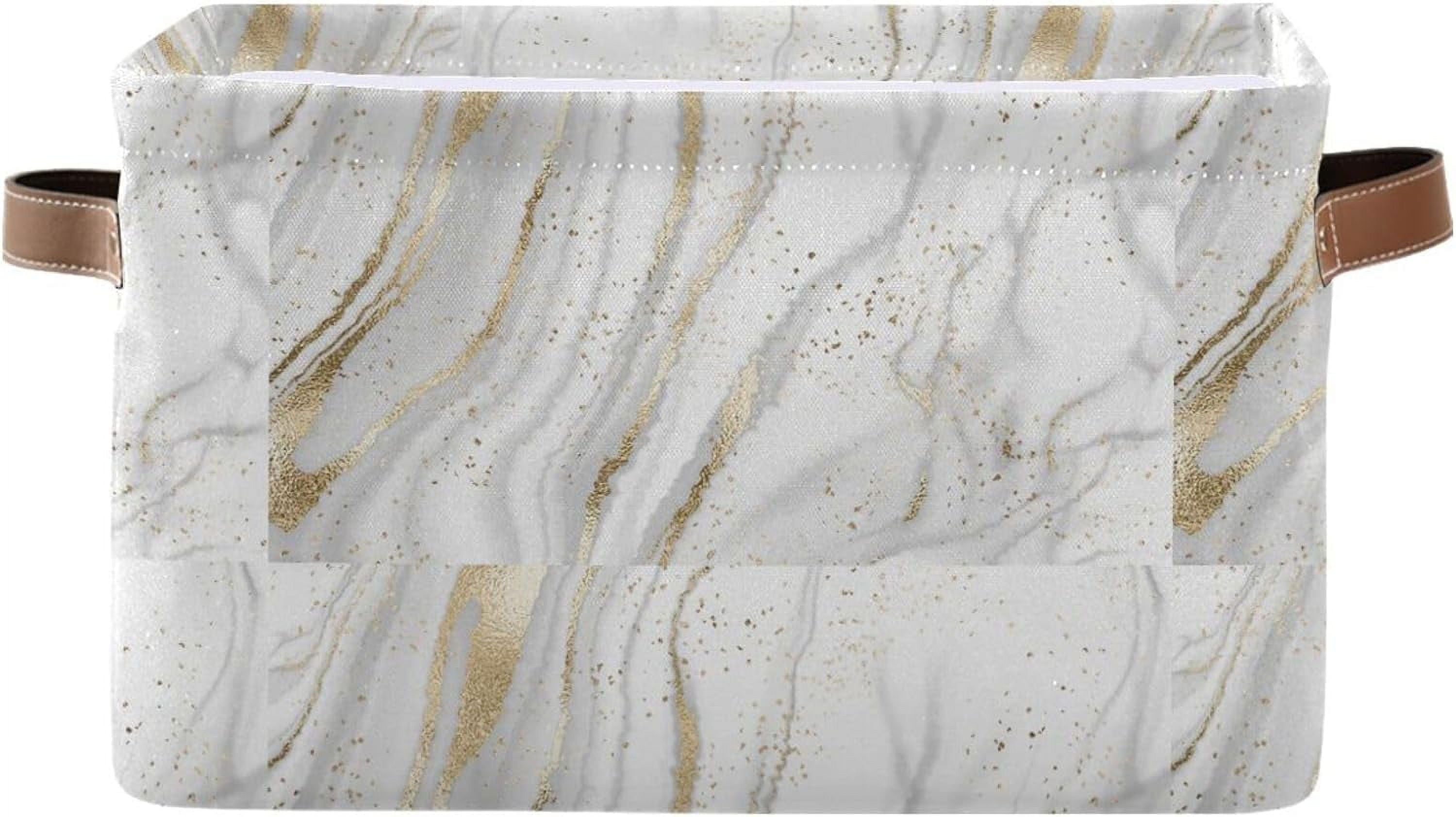 Coolnut Gold Marble Foldable Canvas Storage Bin, Sturdy Fabric Storage ...