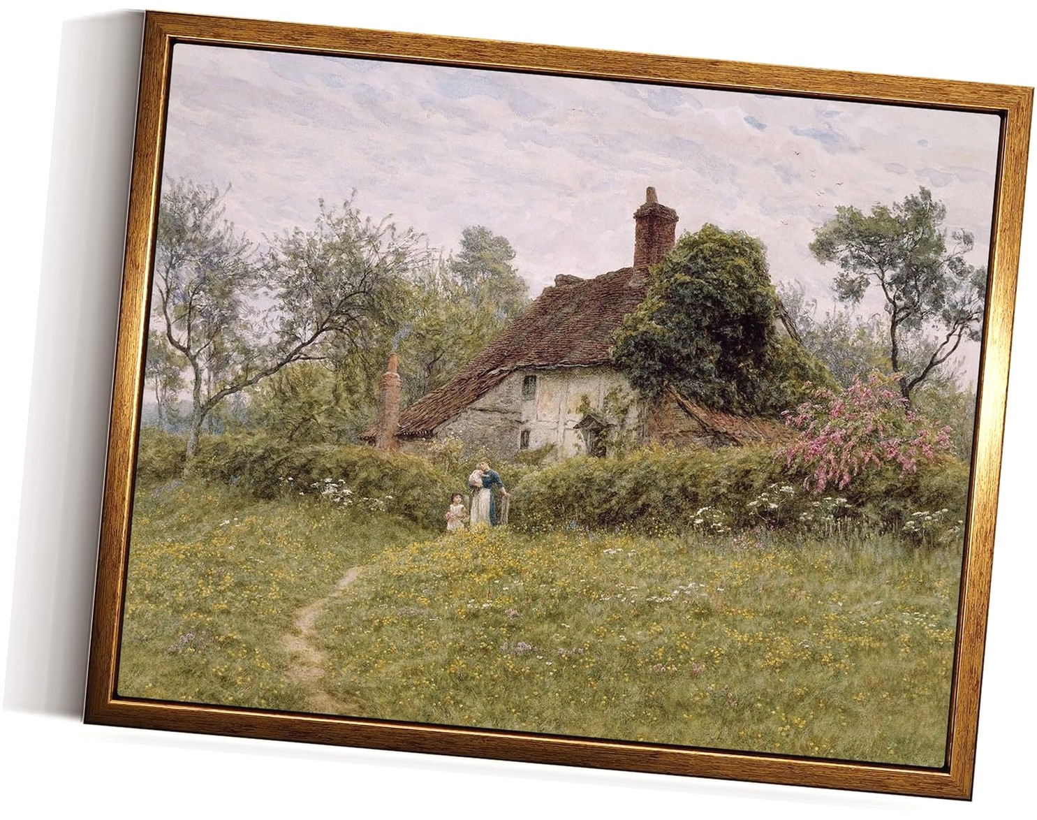 Coolnut Golden Canvas Wall Old Cottages At Pinner Painting Romantic ...