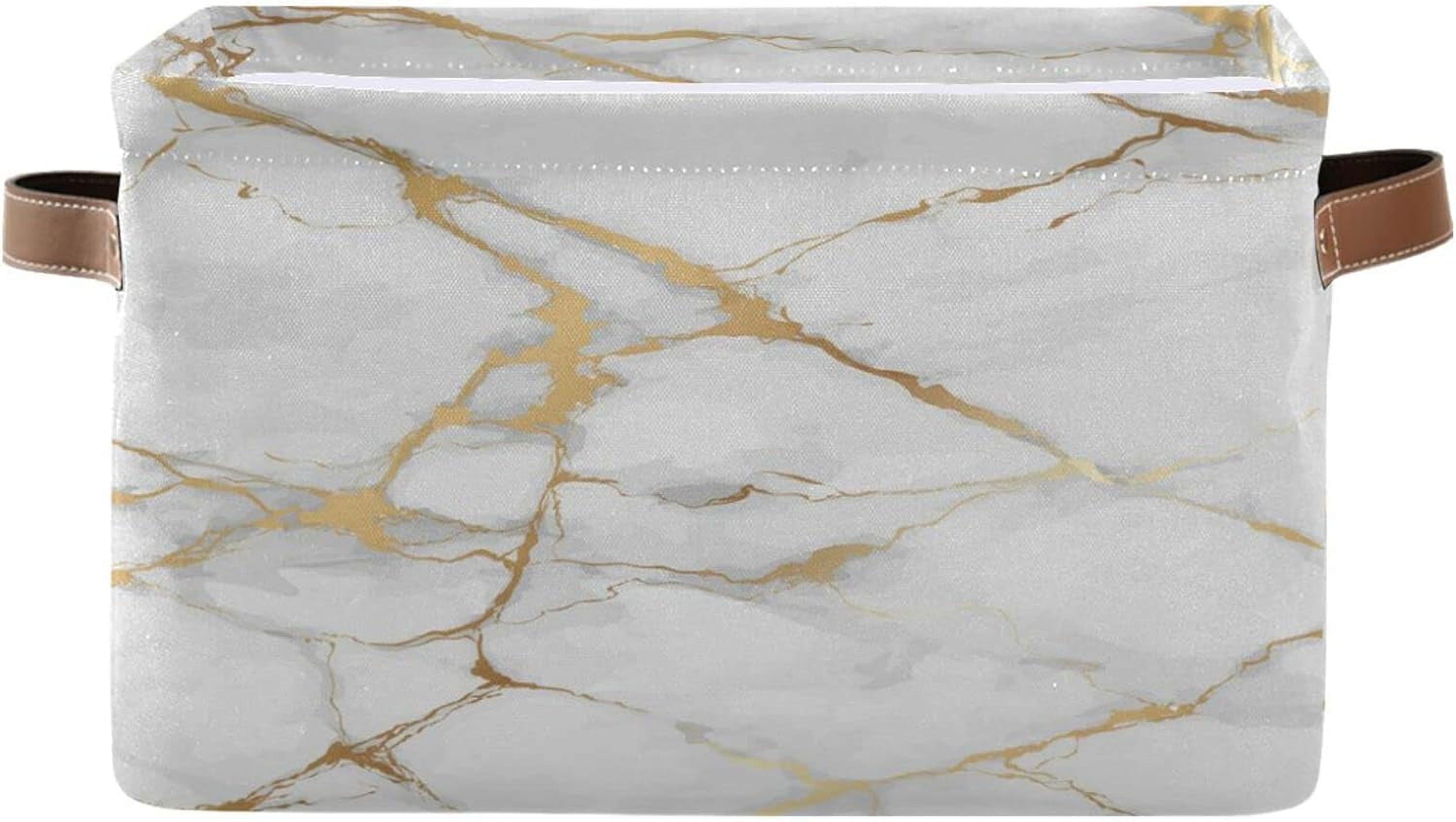 Coolnut Golden Marble Texture Storage Basket with Handles Collapsible ...