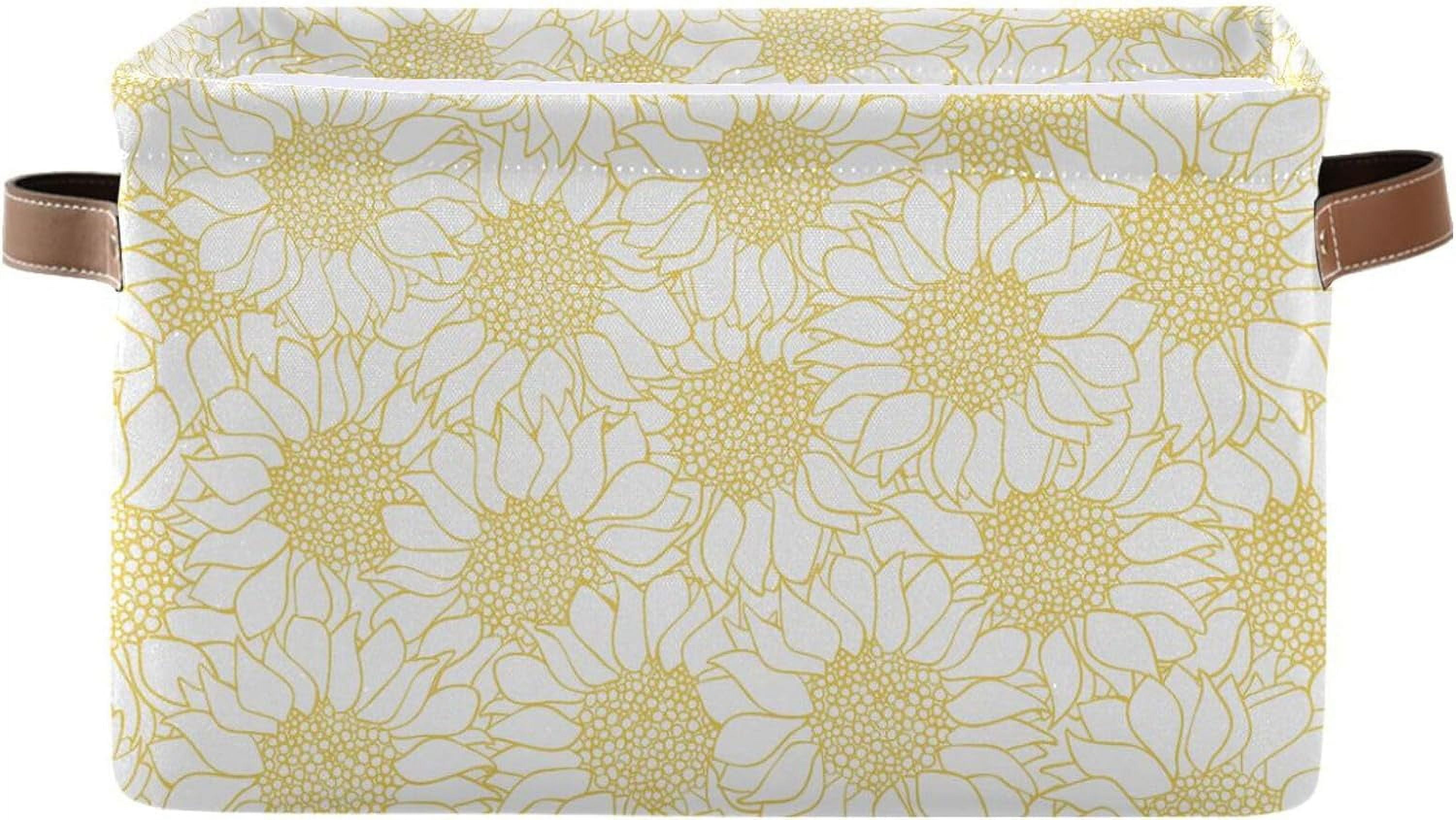 Coolnut Golden Sunflower Storage Basket, Durable Canvas Organizer With ...