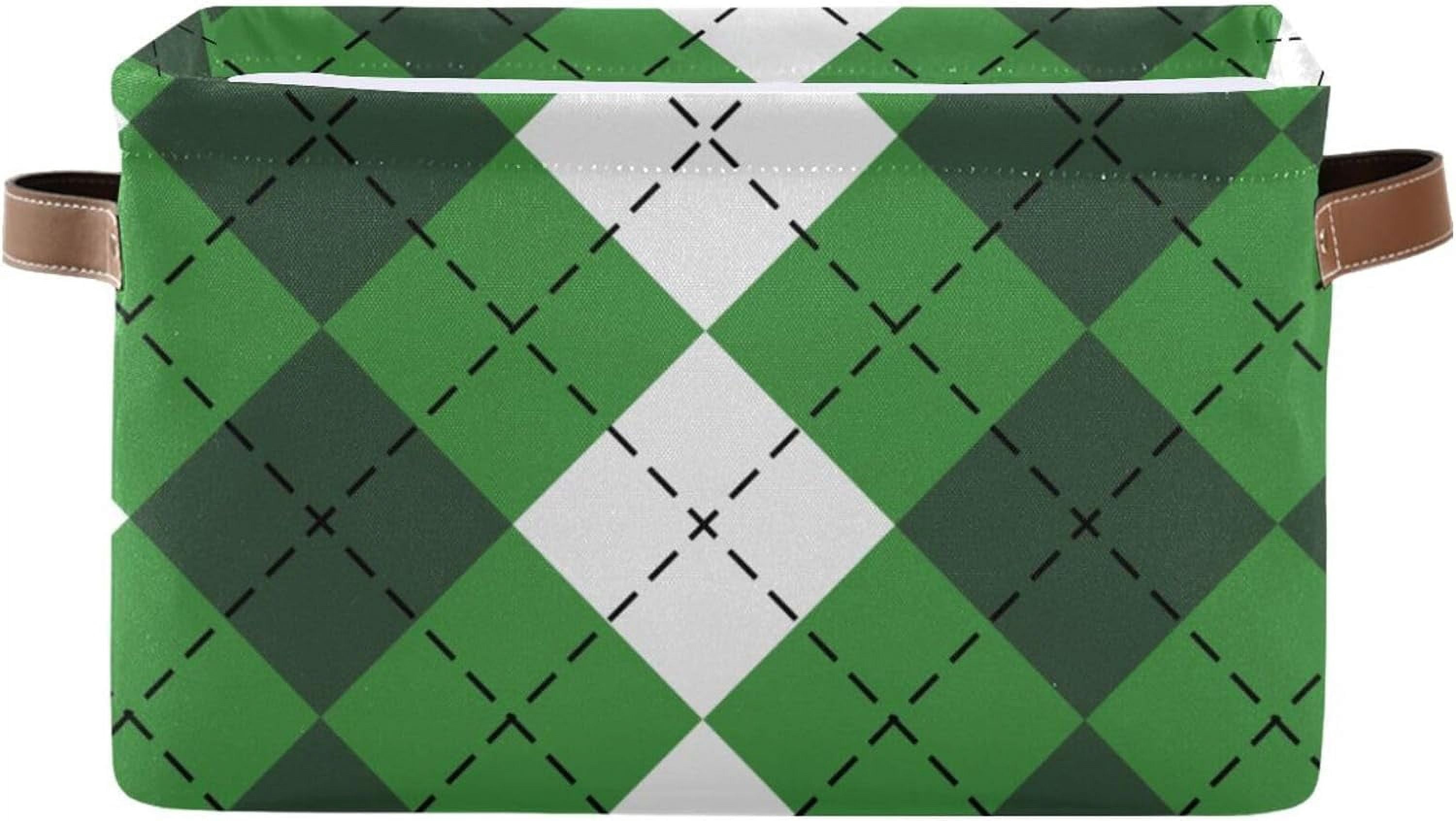 Coolnut Green Argyle Texture Storage Bins Foldable Canvas Fabric ...