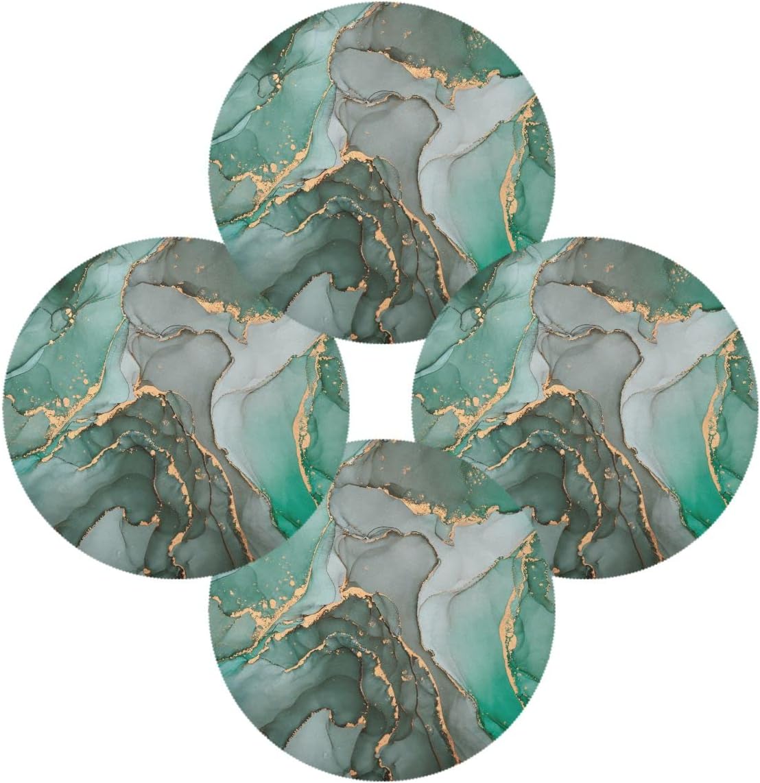 Coolnut Green Marble Texture Round Placemats Set of 4, Non-Slip Heat ...