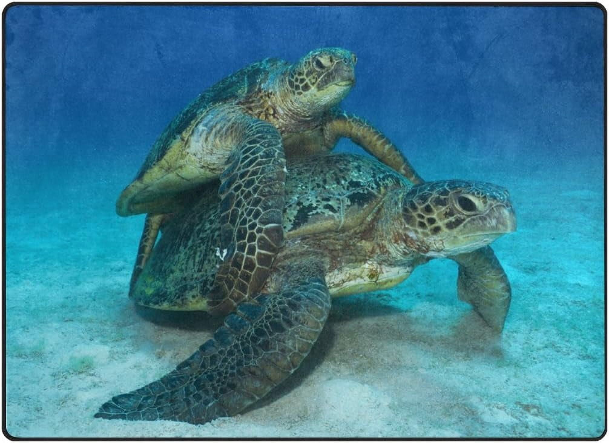 Coolnut Green Sea Turtle Couple Area Rug Pad - 80 x 58 inch - 100% ...