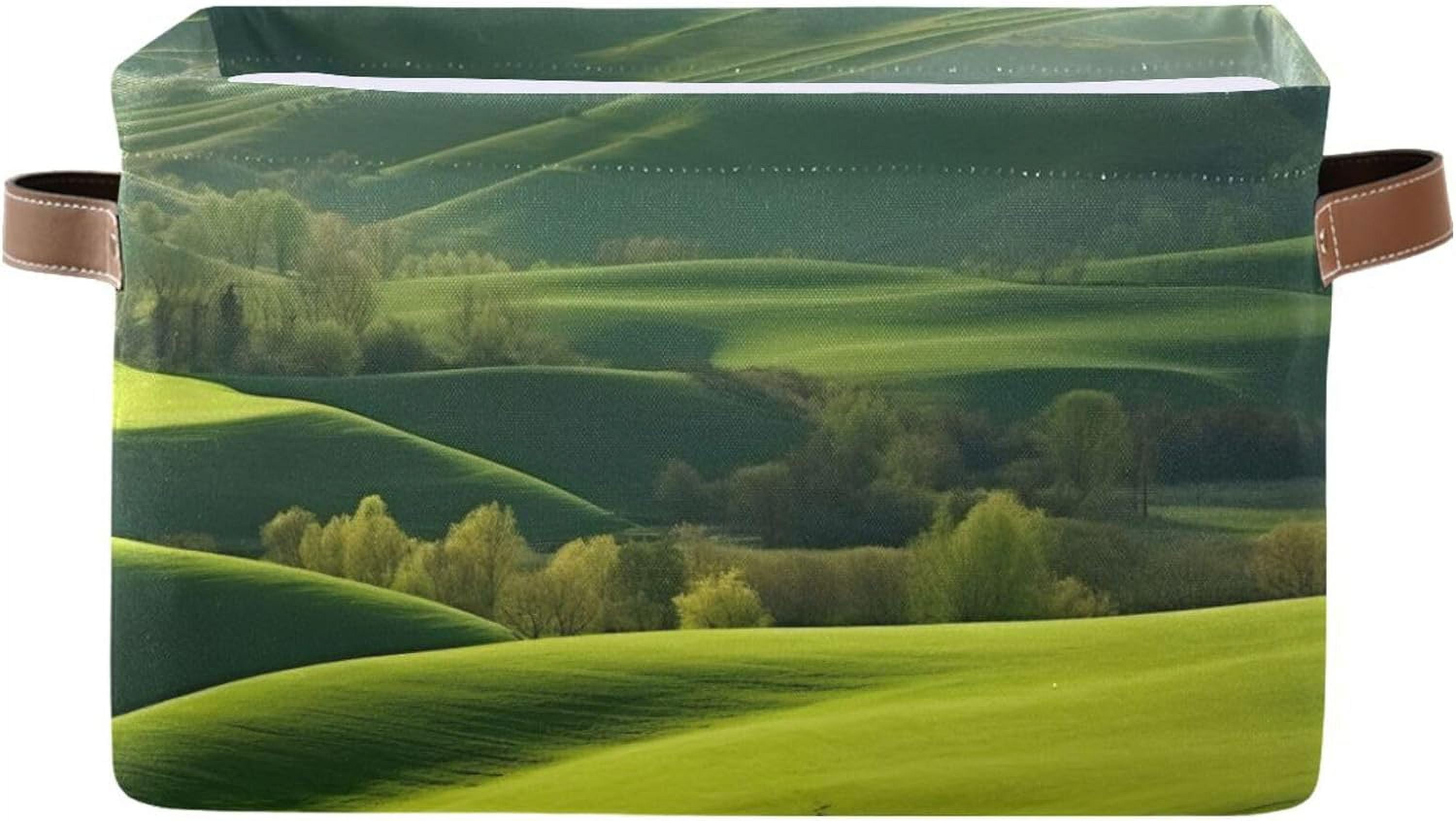 Coolnut Green Valley Storage Bins Foldable Canvas Fabric Storage Basket ...