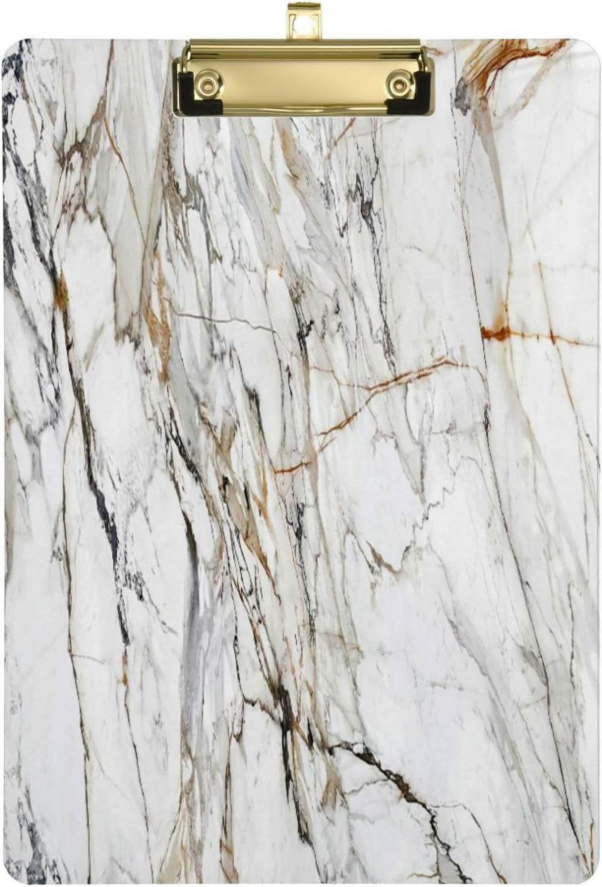 Coolnut Grey Marble Acrylic Clipboard with Low Profile Gold Metal Clip ...