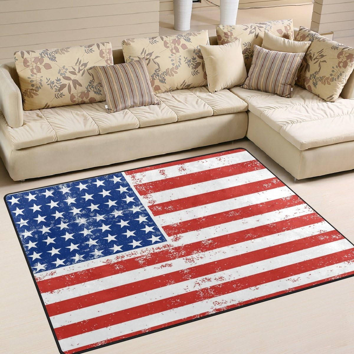Coolnut Grunge American USA Flag Star Striped Area Rug Rugs for Living ...