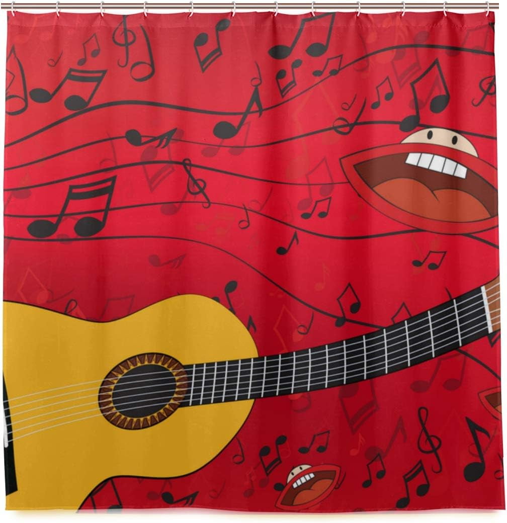 Coolnut Guitar and Singing Mouth Bath Shower Curtain Liners 72"x72 ...