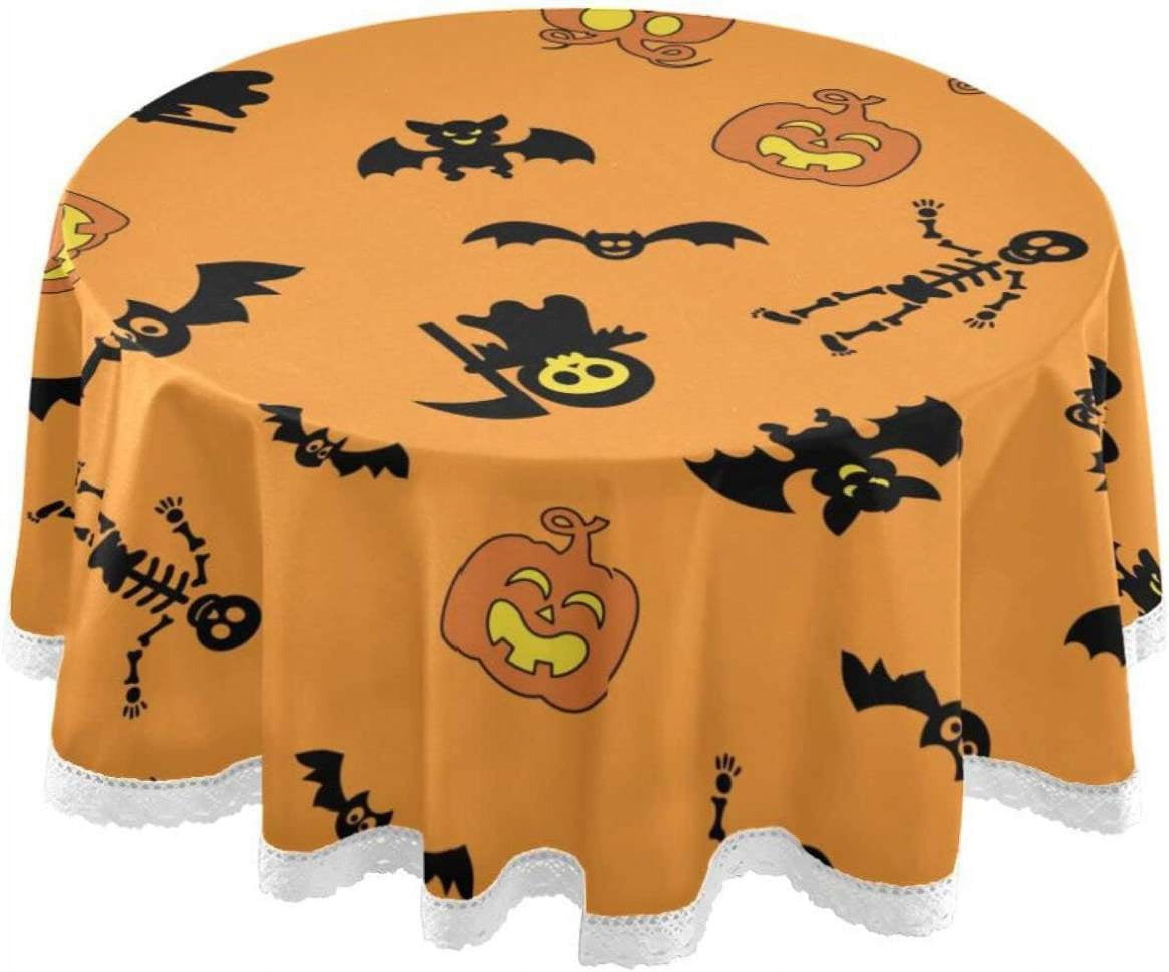 Coolnut Halloween Bat Pumpkin Round Tablecloth 60In,Table Cover Water ...
