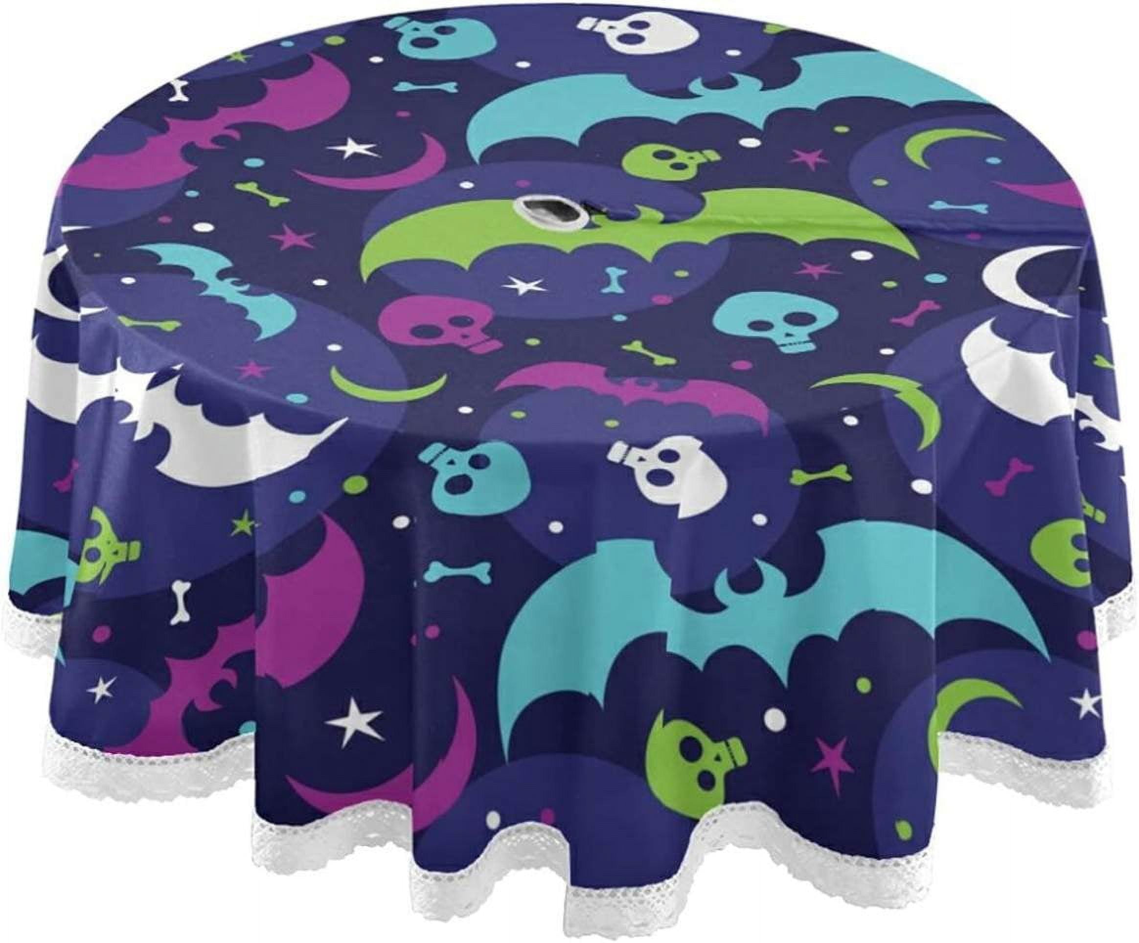 Coolnut Halloween Bats and Skulls Round Tablecloth 60", Waterproof ...