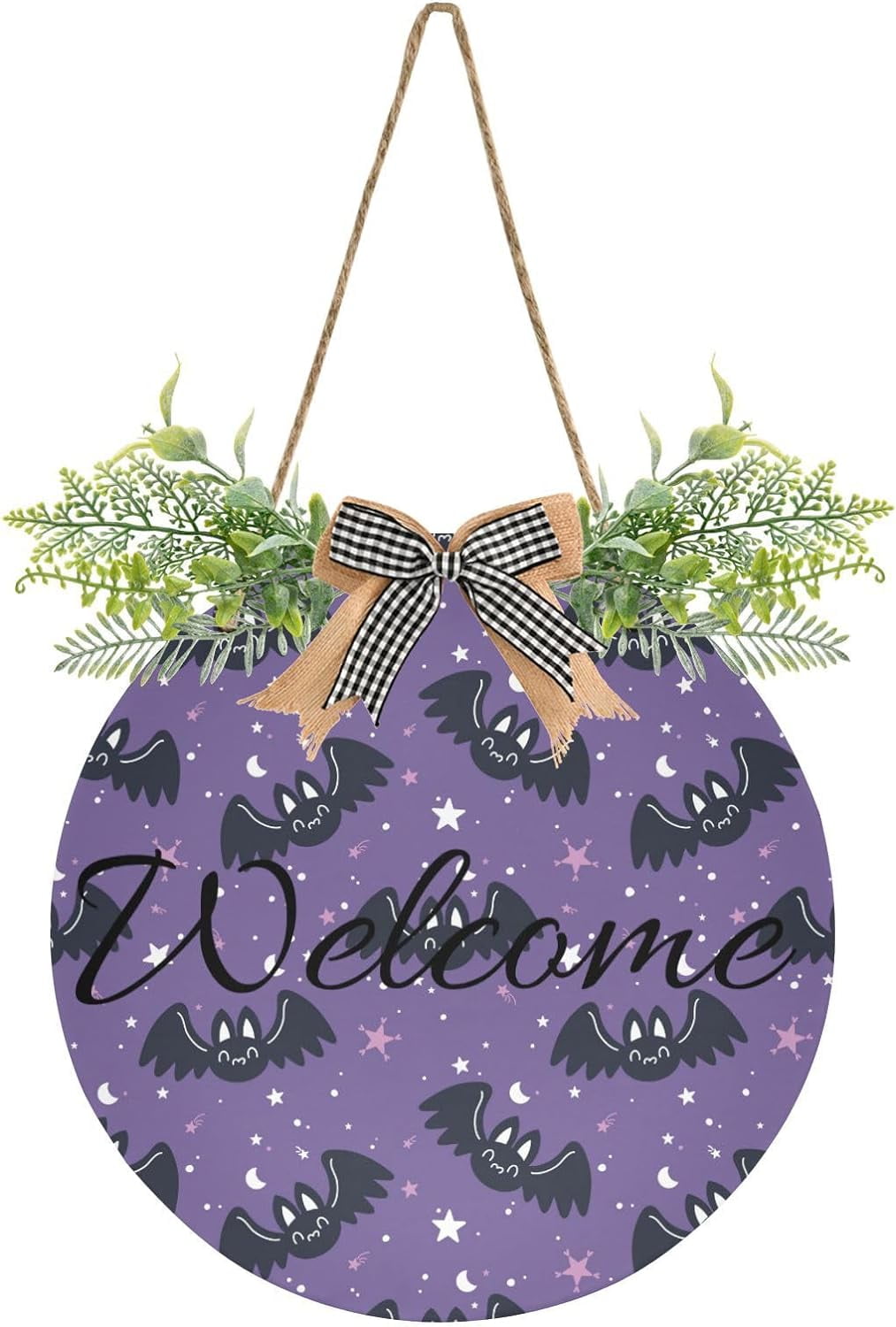 Coolnut Halloween Bats Welcome Sign Front Door Round Wall Door Sign ...