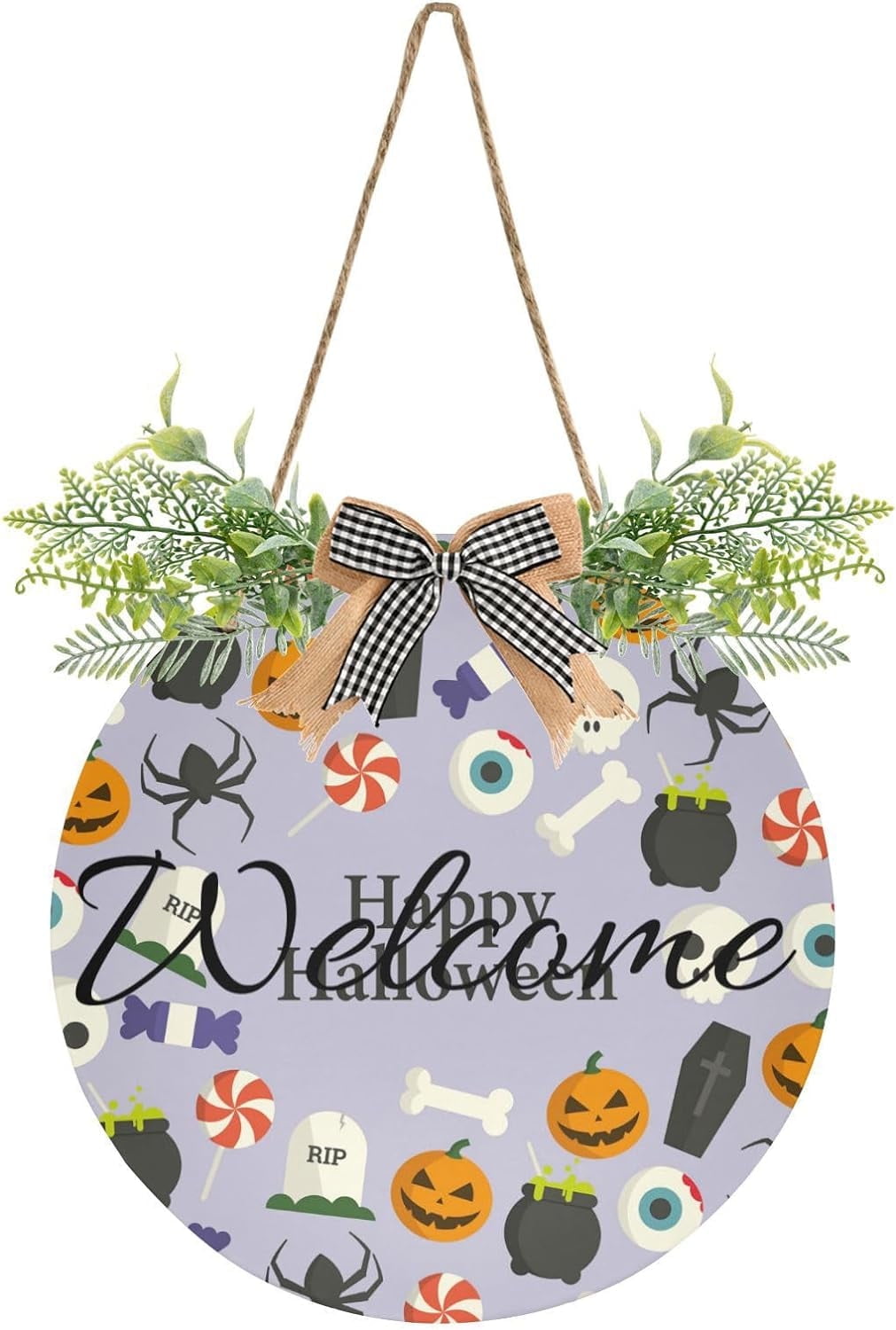 Coolnut Halloween Candy Pumpkins Skull Bones Spider Welcome Sign Front ...