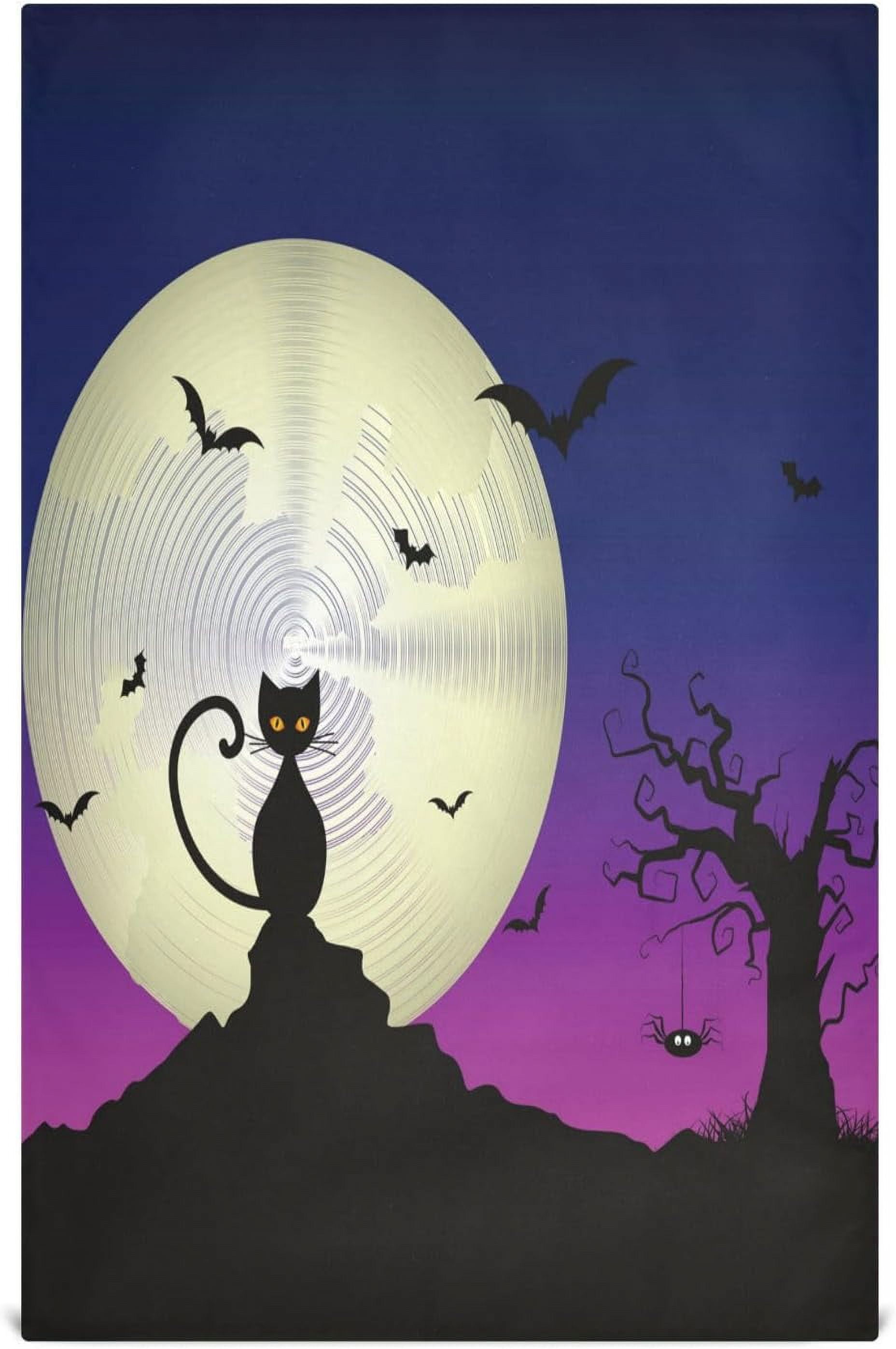 Coolnut Halloween Cat Bat Moon Kitchen Dish Towel Set,Drying Kitchen Towels Tea Towels Gift Set ...