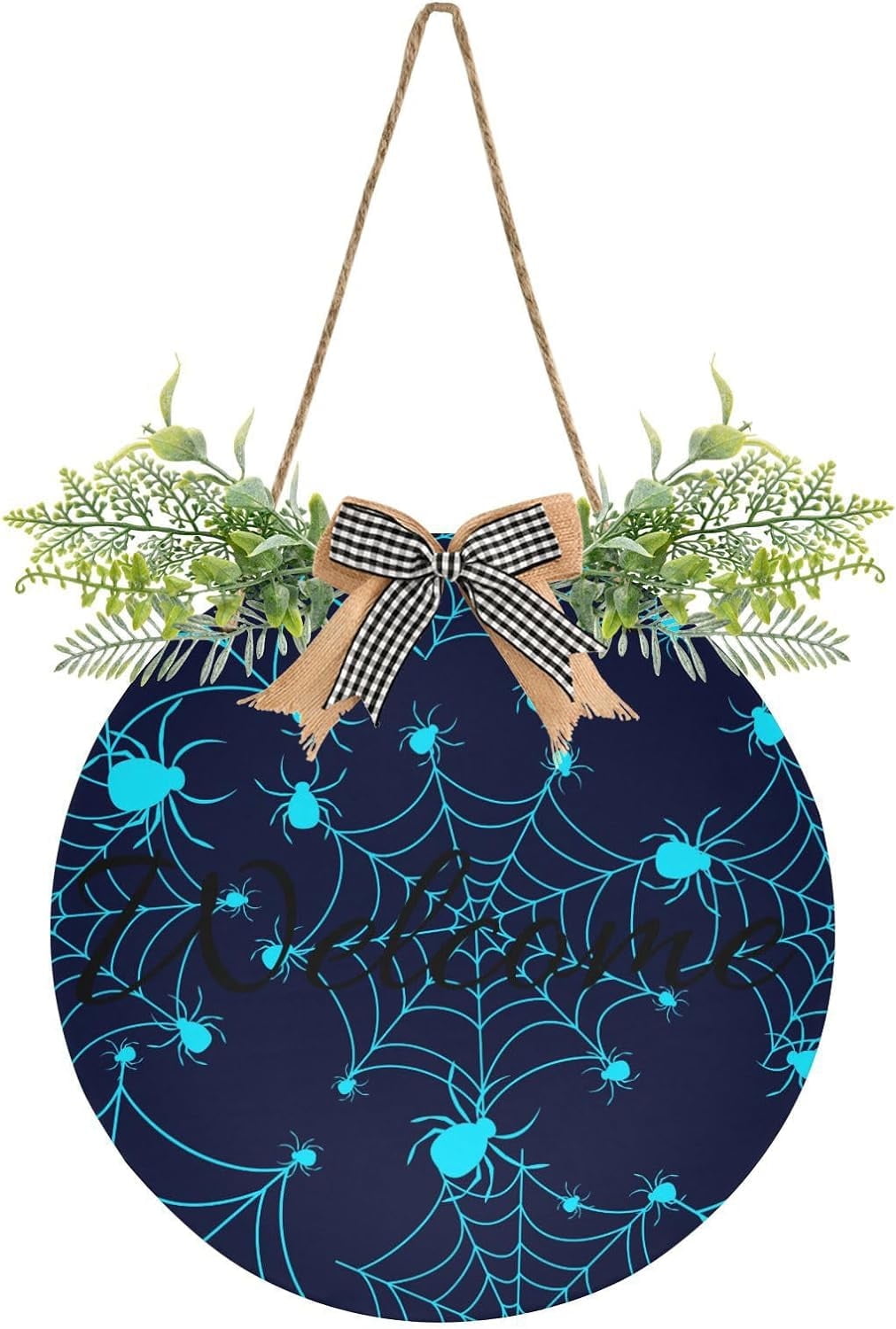Coolnut Halloween Cobwebs Aqua Welcome Sign Front Door Round Wall Door ...