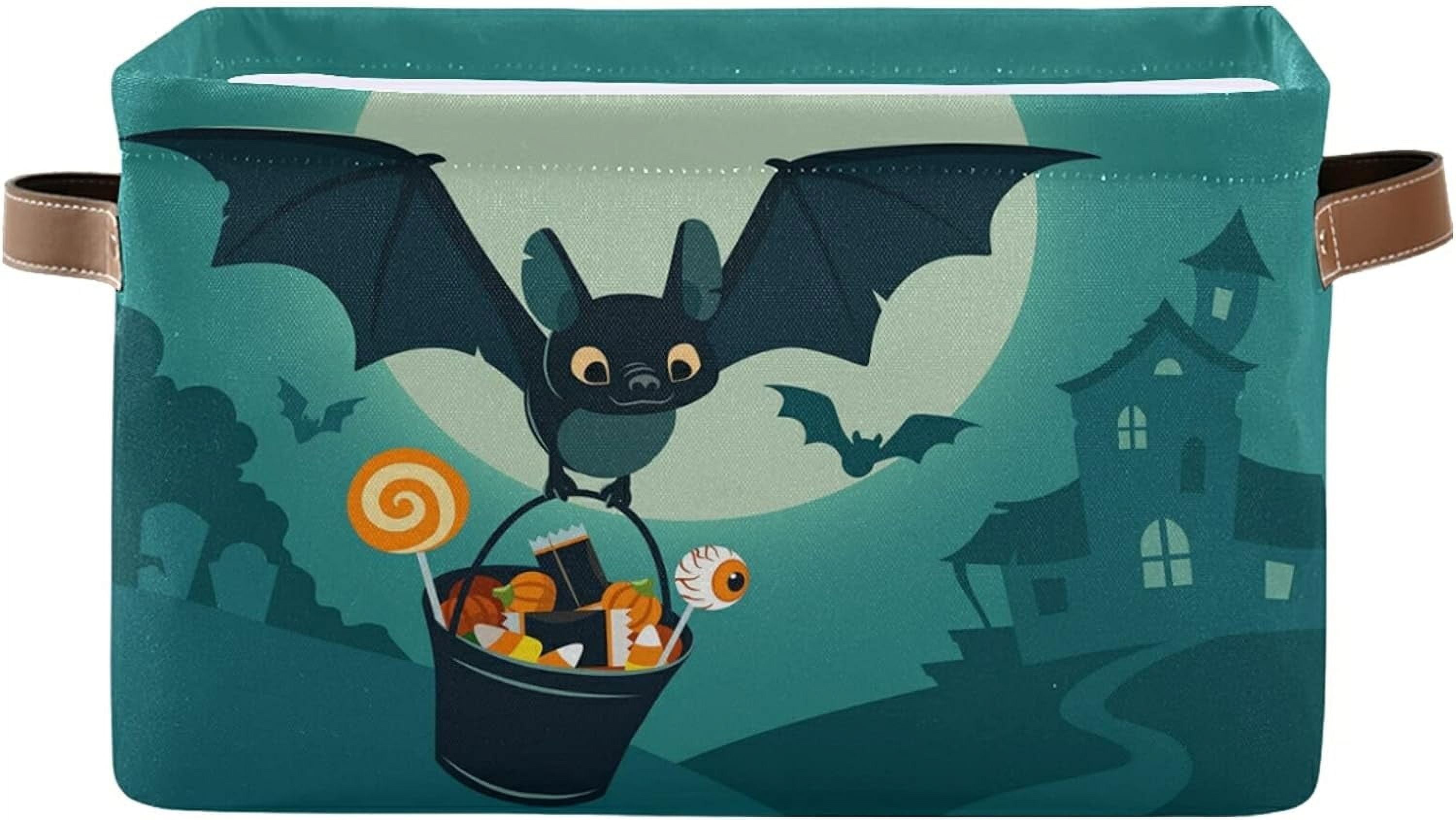 Coolnut Halloween Cute Bat Flying Foldable Storage Basket for Shelves ...