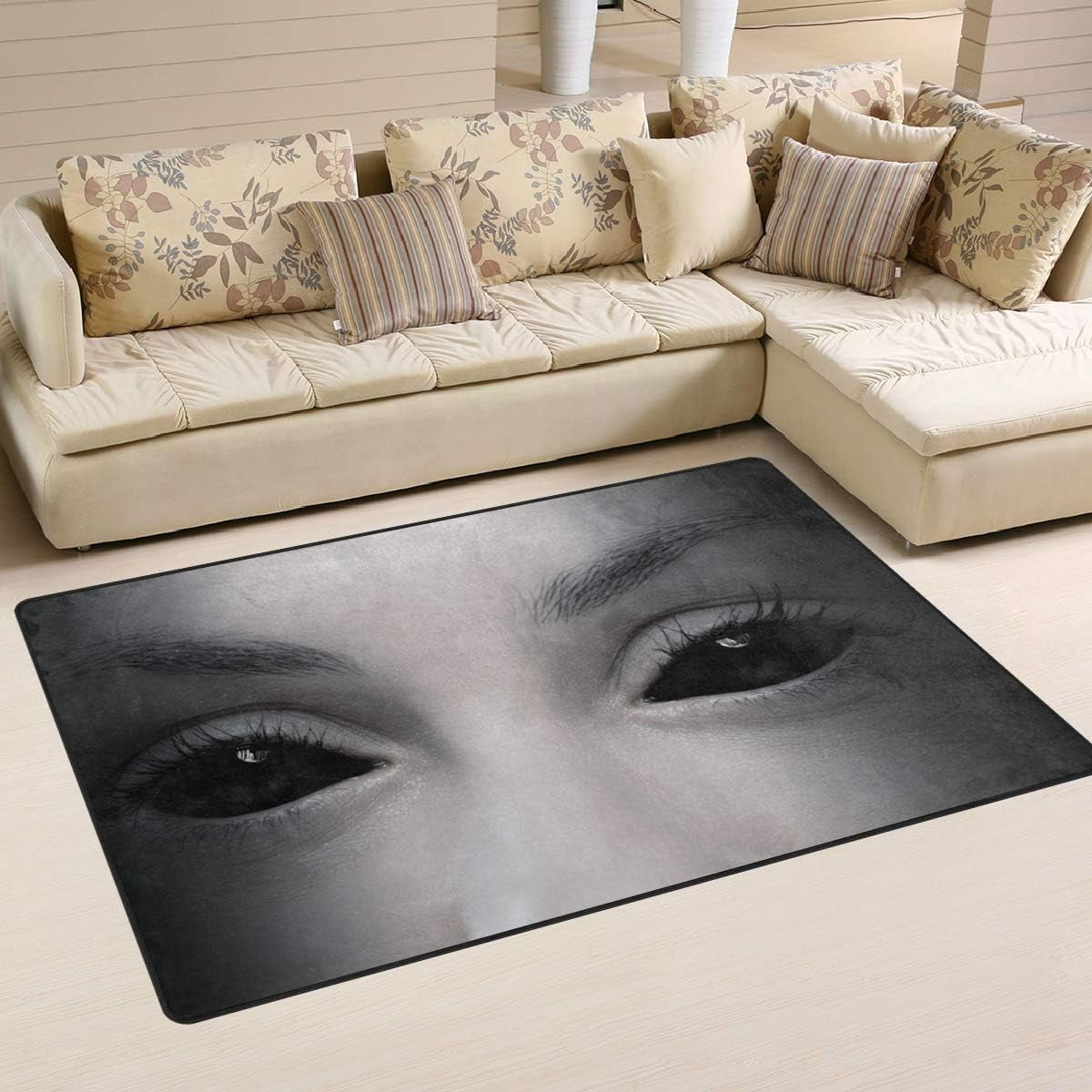 Coolnut Halloween Evil Female Eyes Area Rug Pad, 100% Light Weight ...