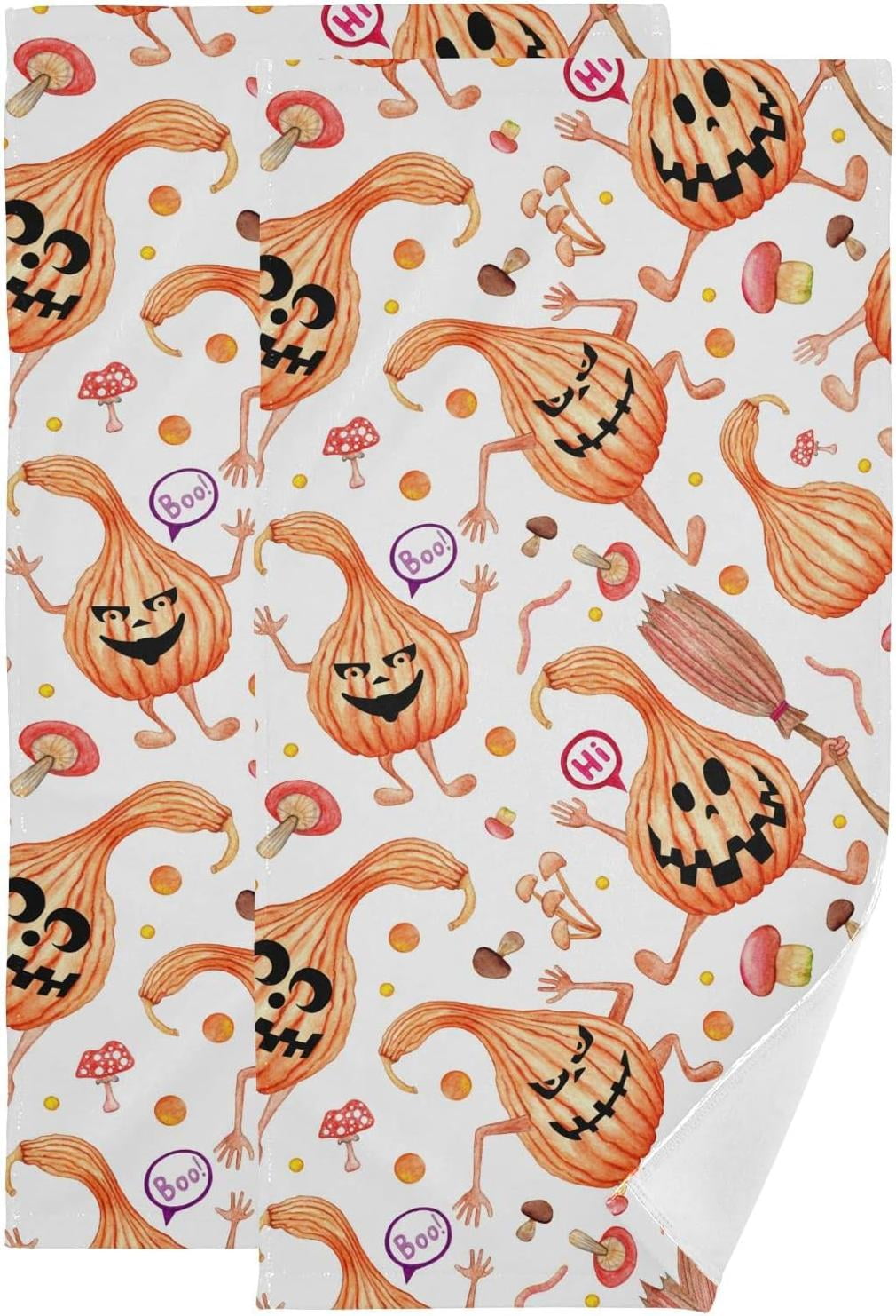 Coolnut Halloween Funny Pumpkin Hand Towels for Bathroom, Cartoon ...