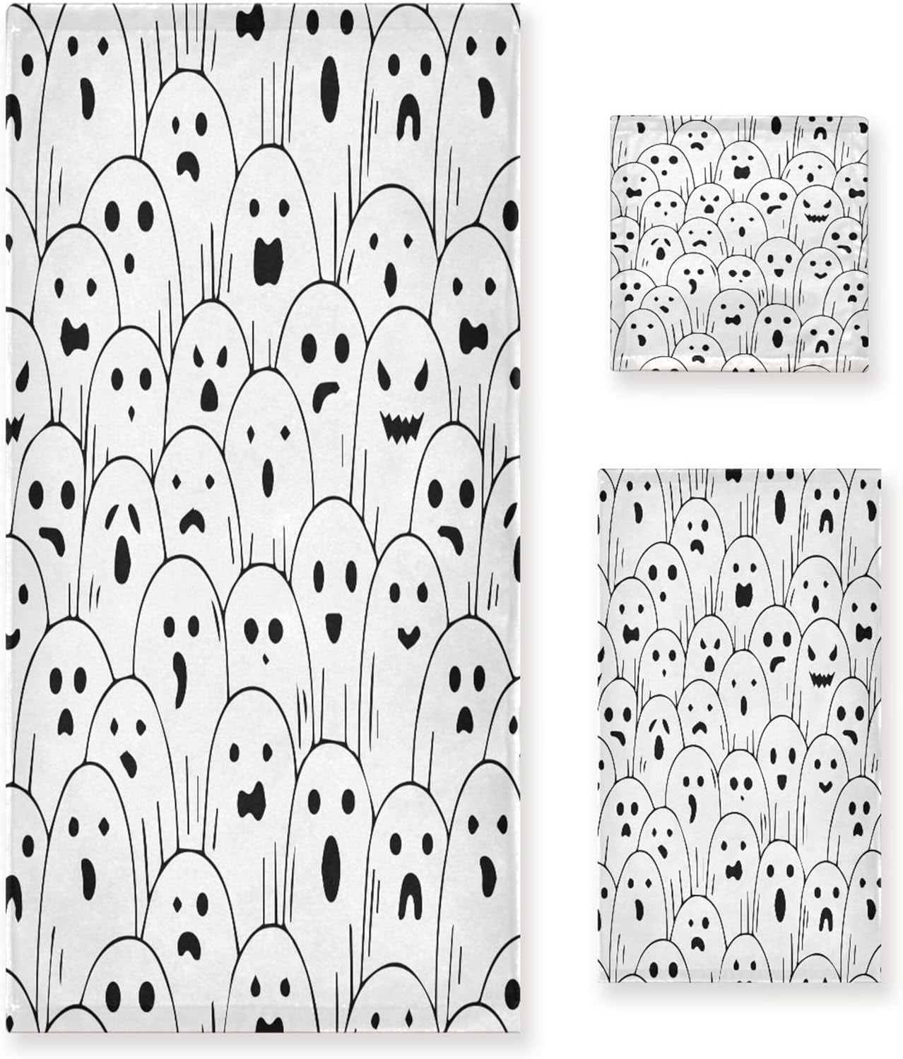 Coolnut Halloween Ghost Bathroom Towel Set of 3 with Hand Towel, Wash ...