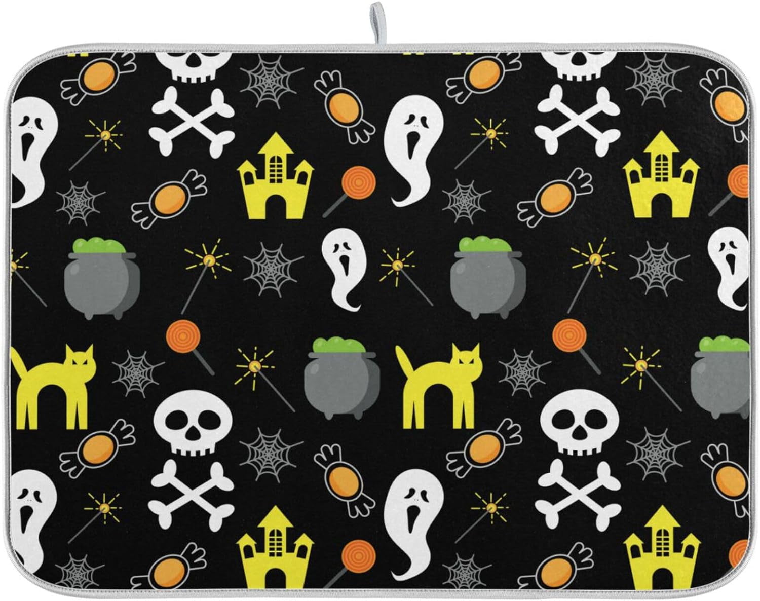 Coolnut Halloween Ghost Cat Dish Drying Mat Absorbent Reversible Drying ...